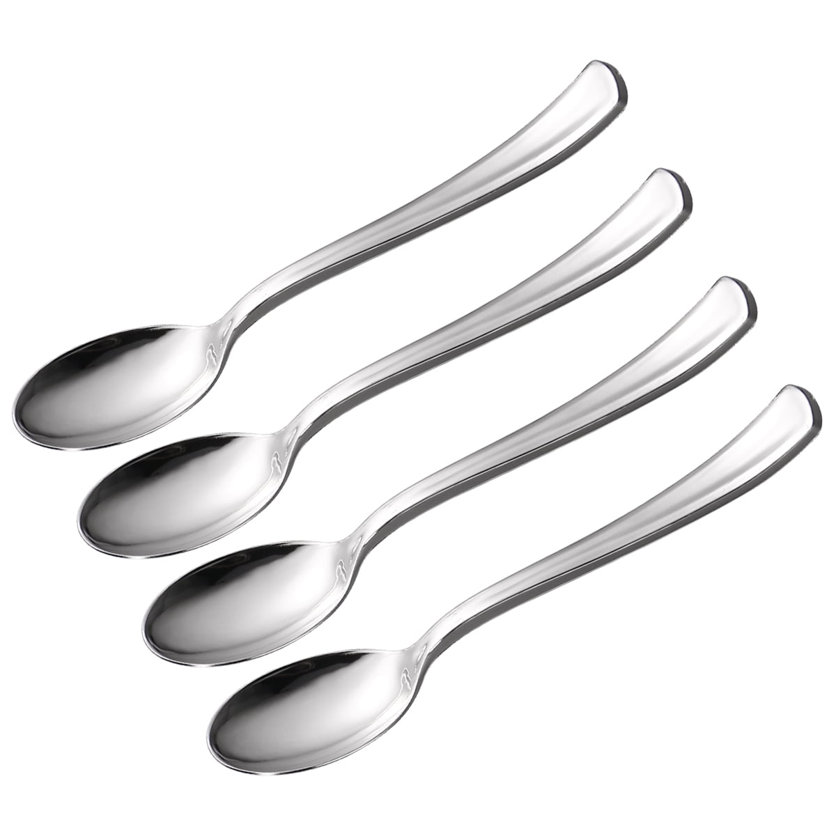 Supvox Disposable Plastic Mini Spoon for Party with Stainless Steel Finish Silver Color 36pcs 4. ...