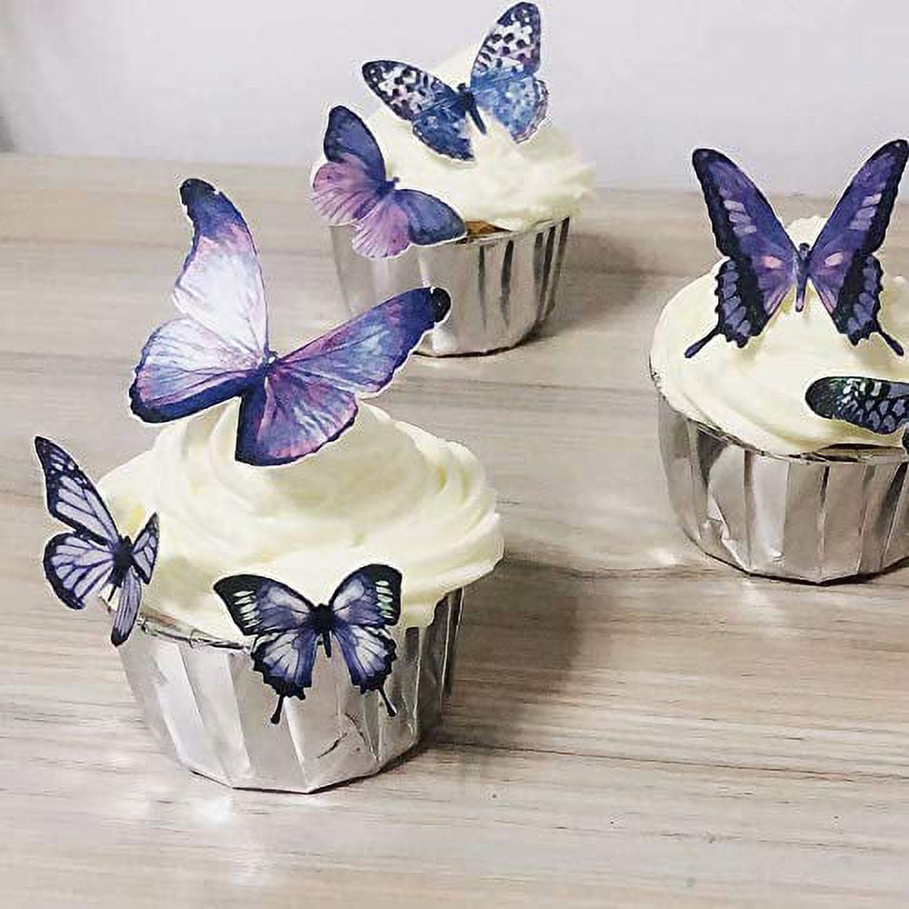 36pcs Edible Butterfly Cupcake Toppers Birthday Cake Decorations Precut ...