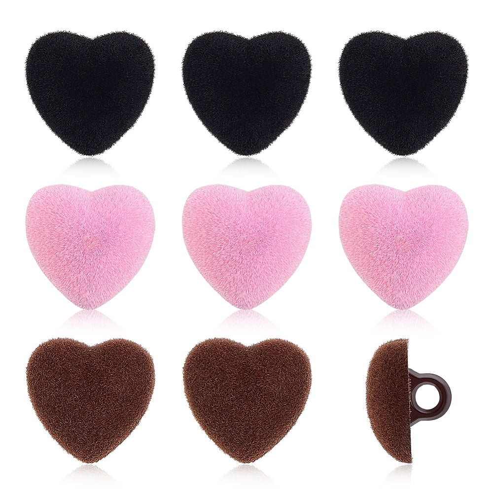 36pcs Flocking Safety Noses Buttons Pink Heart Noses Black Brown Animal ...