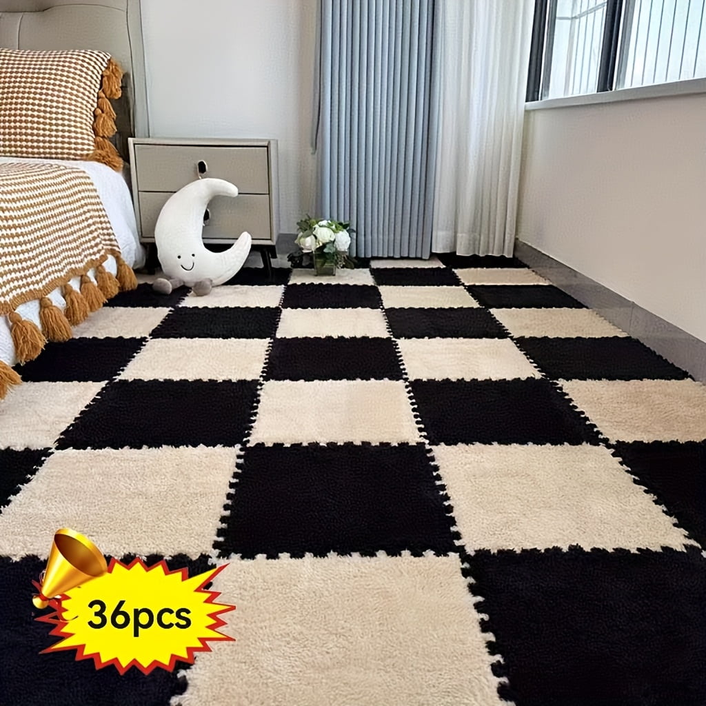 36pcs Floral Pattern EVA & Polyester Fiber Area Rug Set, Low Pile Hand ...