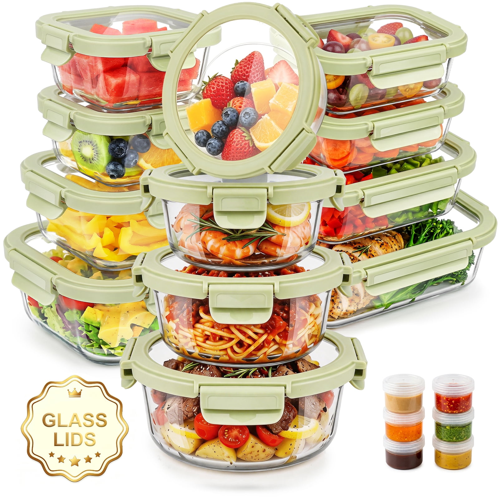 36 Pcs Glass Food Storage Containers with Tempered Lids Set ...