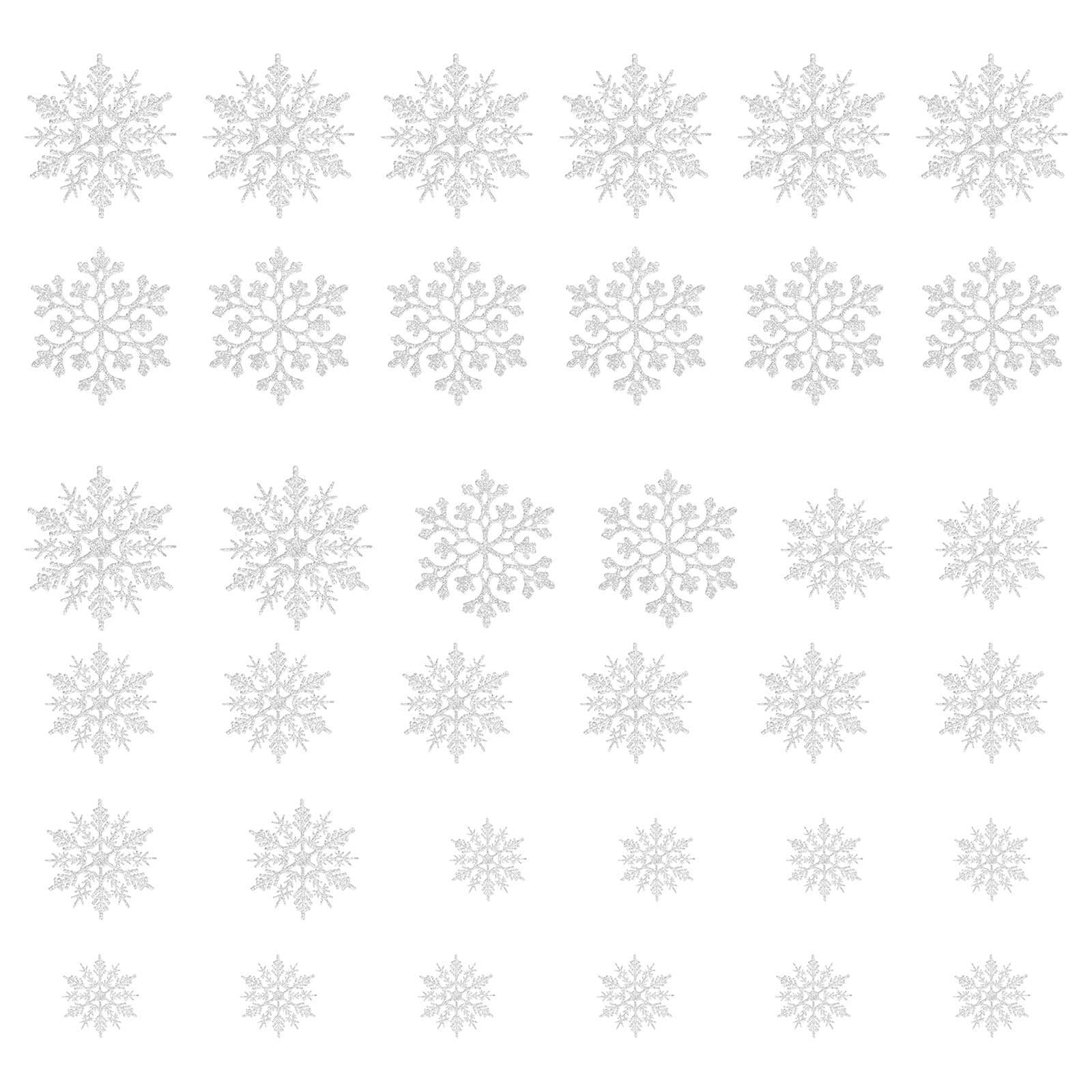 36pcs Glitter Snowflake Christmas Decorations Plastic Hanging Ornaments ...
