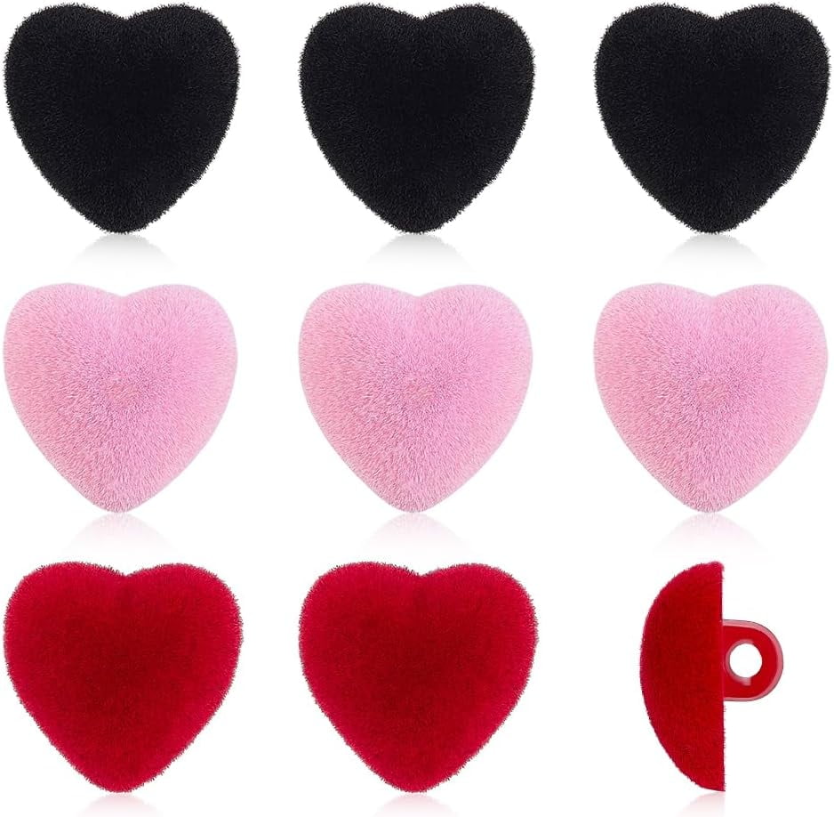 36pcs Heart Noses Buttons Flocking Safety Noses Red Pink Black Animal ...