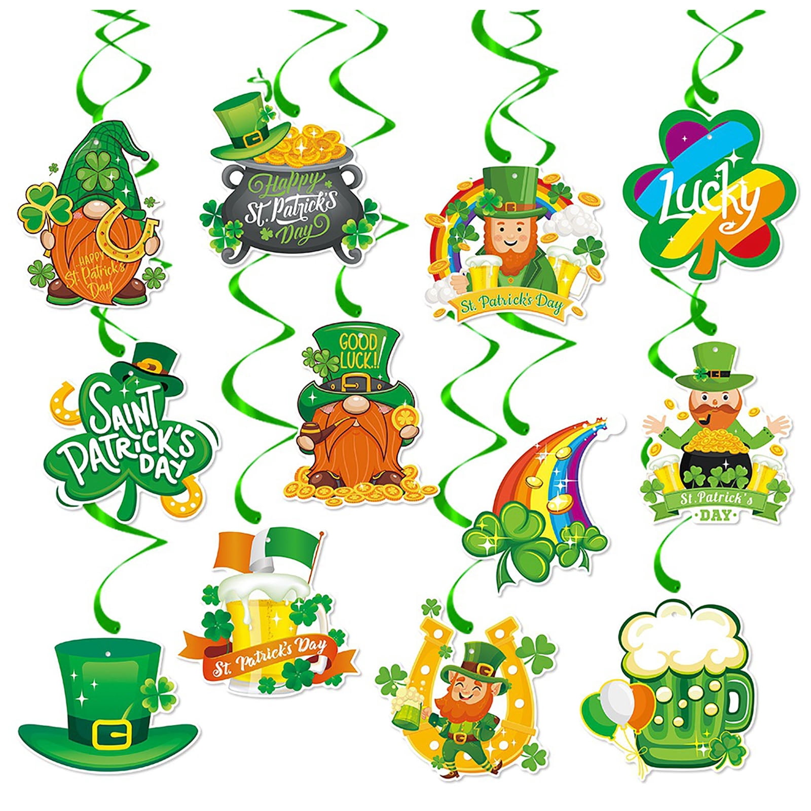 36pcs Irish Saint Patricks Day Hanging Ornaments Wooden Tree Decor ...