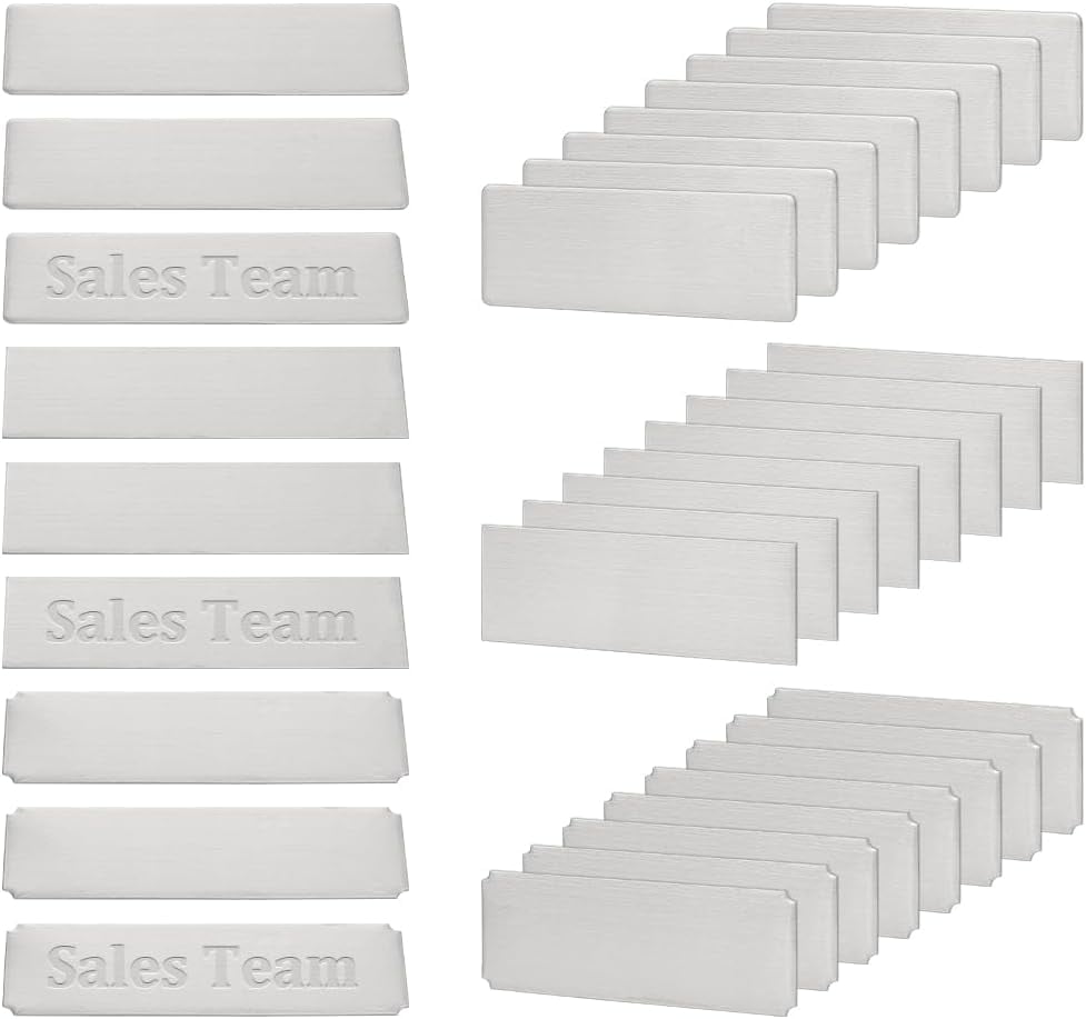 36pcs Name Plates Rectangle Blank Engraved Plate 3 Styles Stainless ...