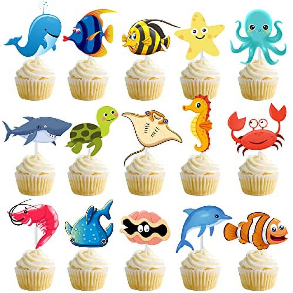 36pcs Ocean Sea Animal Cupcake Toppers Ocean Animal Creature Cake ...