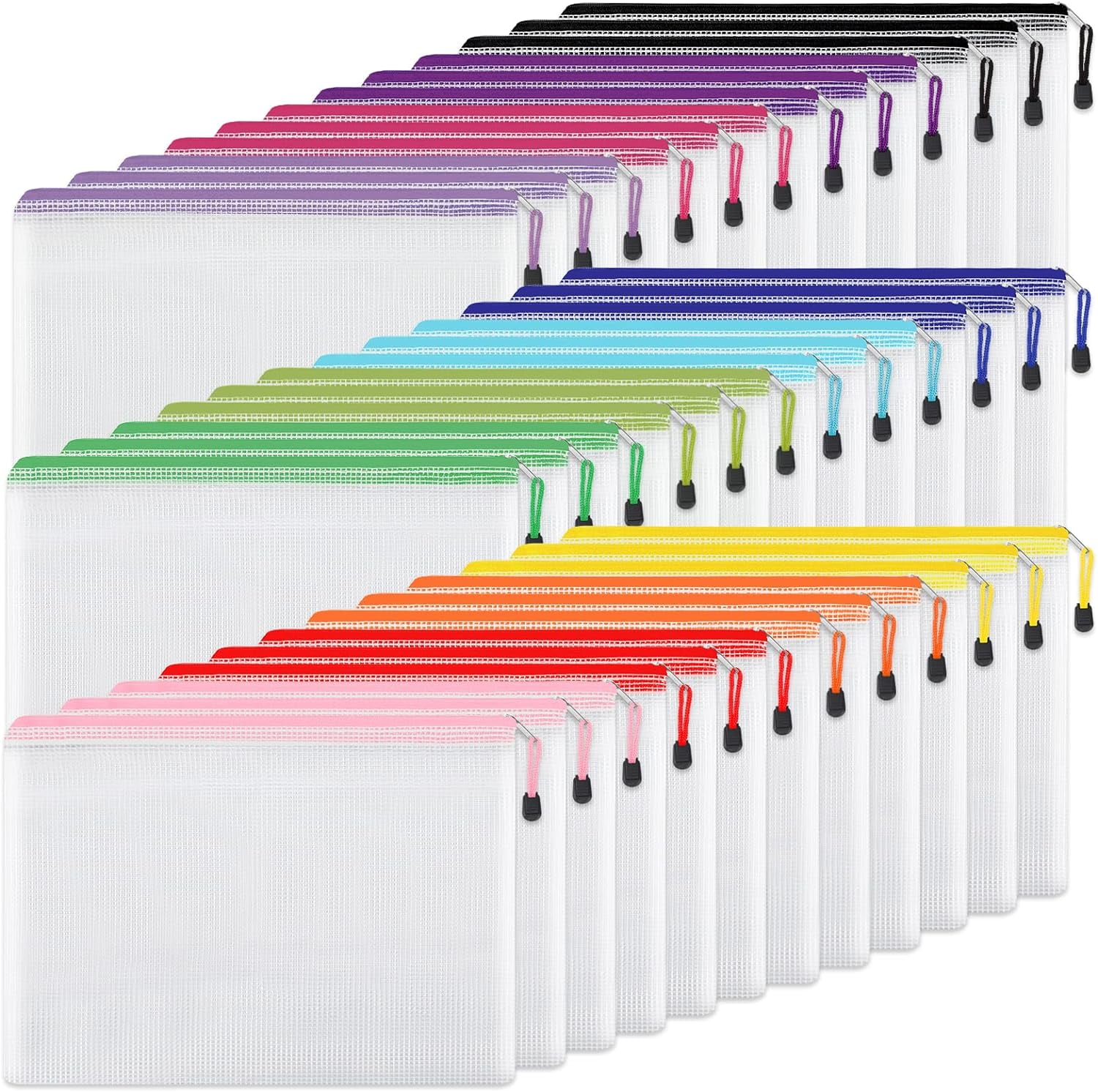 36pcs Pencil Pouch, Mesh Zipper Pouch Zipper Bags, 6x9 Inches Large ...
