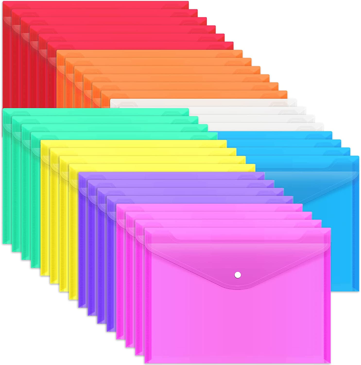 36pcs Plastic Envelopes, Clear Poly Envelopes with Snap Button Closure ...