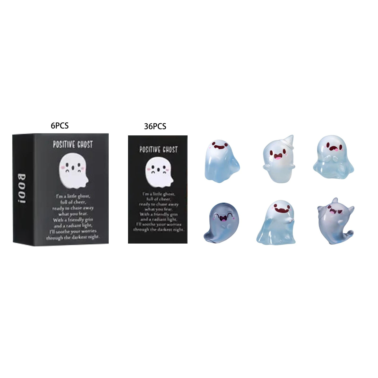 36pcs Random 1 Inch Mini Halloween Ghost Figurines,Glow In The Dark ...