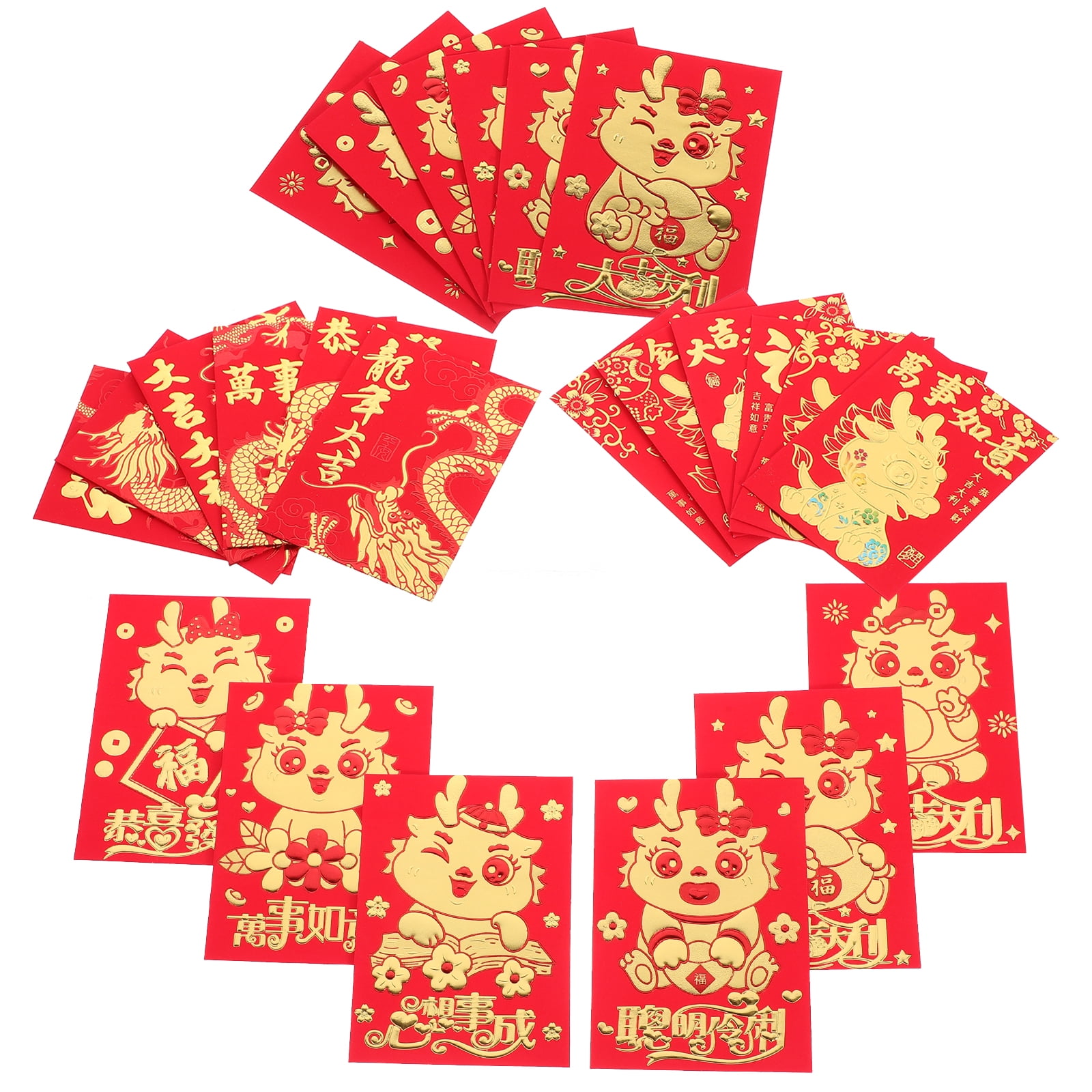 36pcs Red Envelopes The Year of Dragon Luck Money Envelopes Chinese New ...
