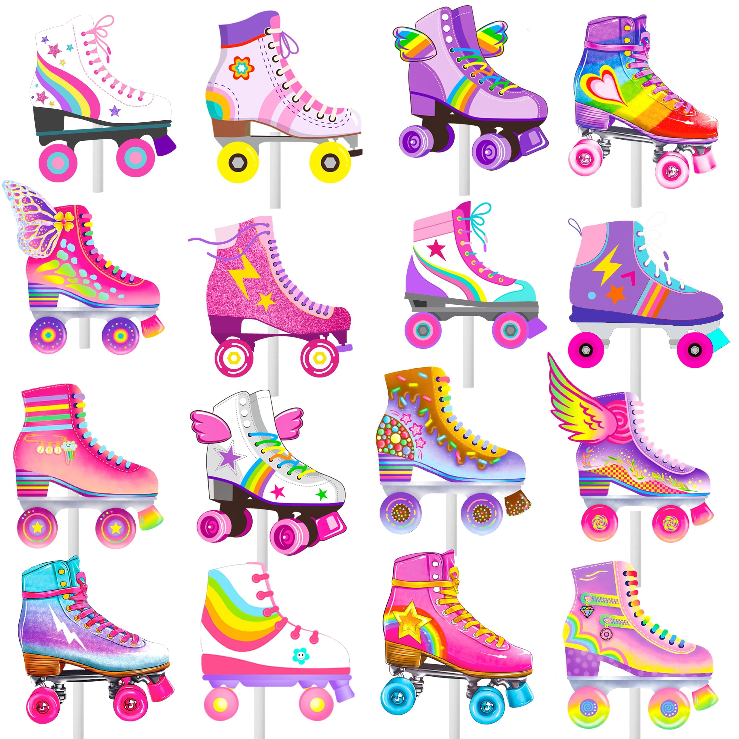 36pcs Roller Skate Cupcake Toppers Roller Skate MDH1Birthday Party ...