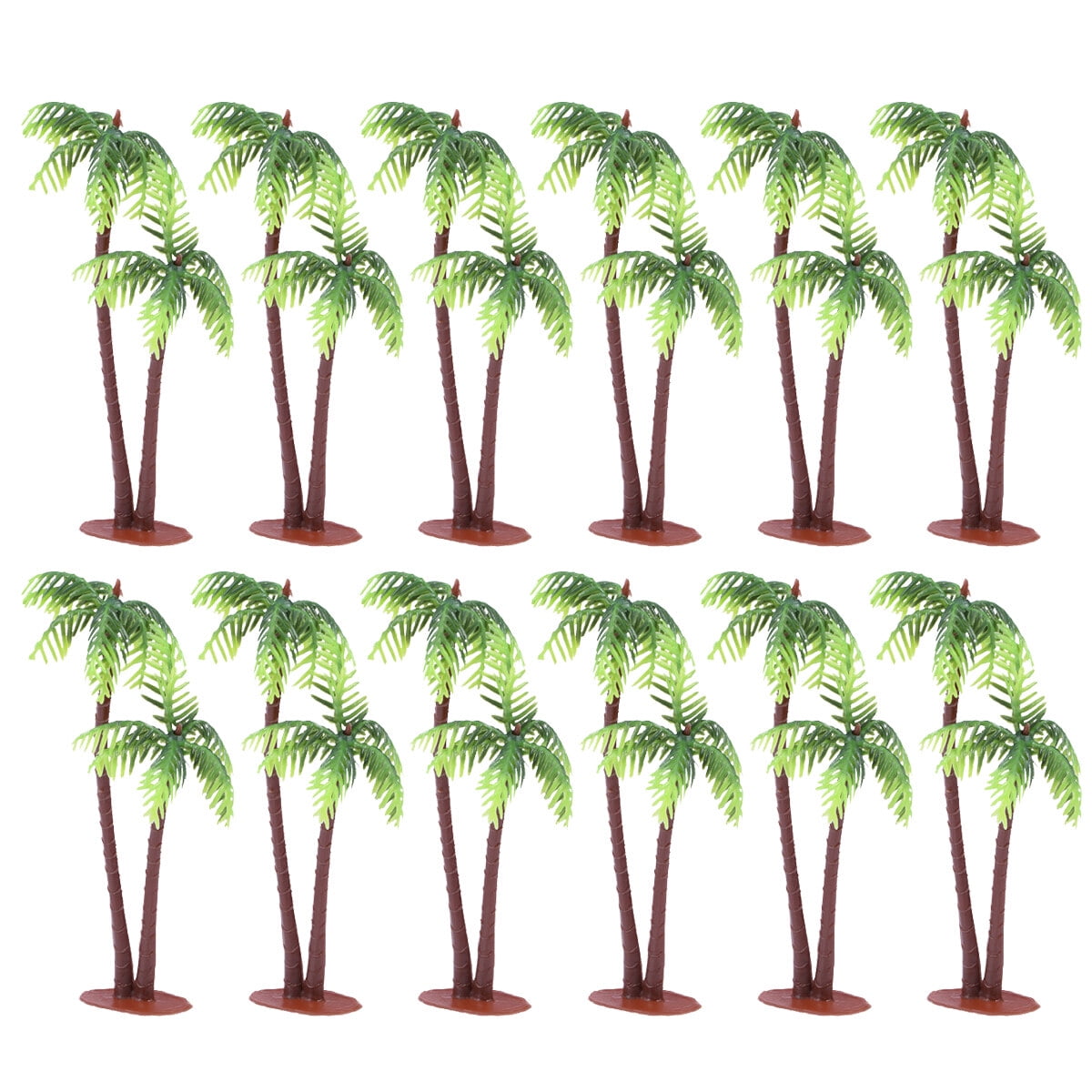 WASHWEPE Coconut Tree Decor Plastic Green Mini Realistic Aquarium Decor ...