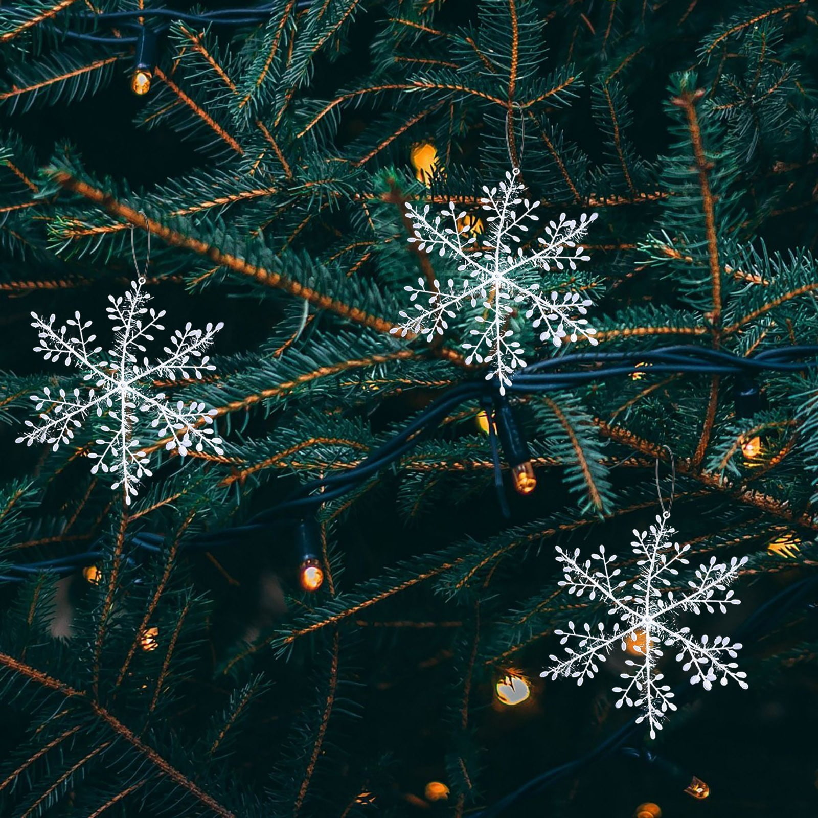 36pcs Snowflakes Christmas Tree Decorations, Snowflake Ornaments for ...