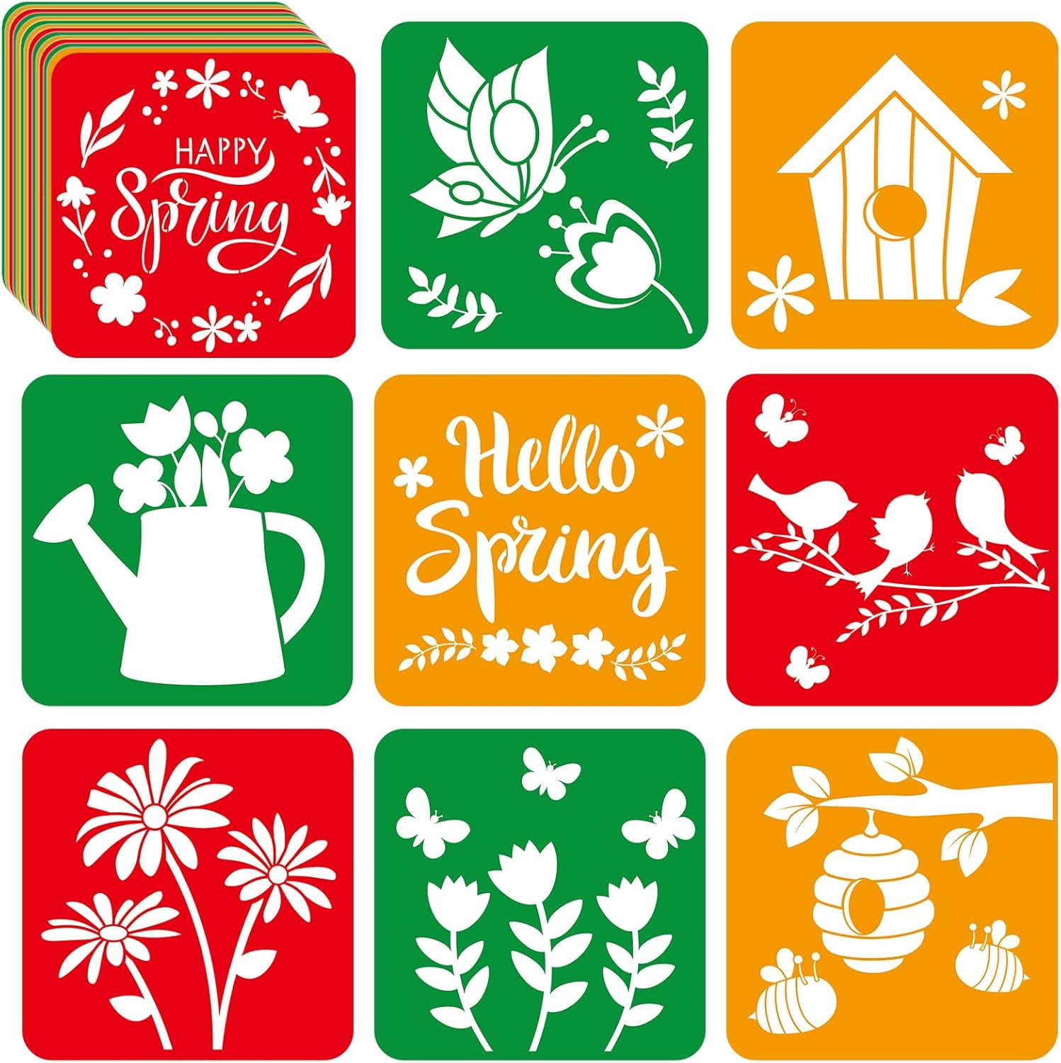 36pcs Spring Drawing Stencils for Kids 8 Inch Sidewalk Chalk Stencils ...