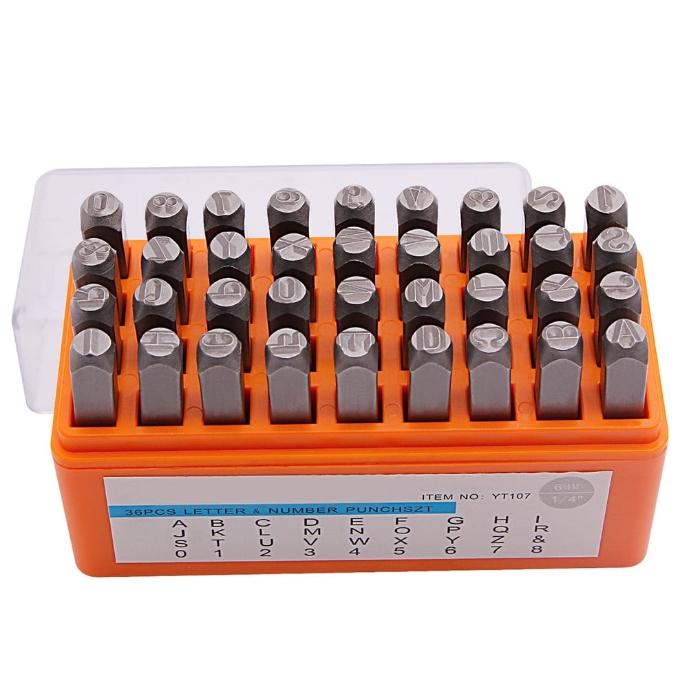 36Pcs Steel Die Metal Stamping Kit Punch Tool Number Letter Alphabet ...