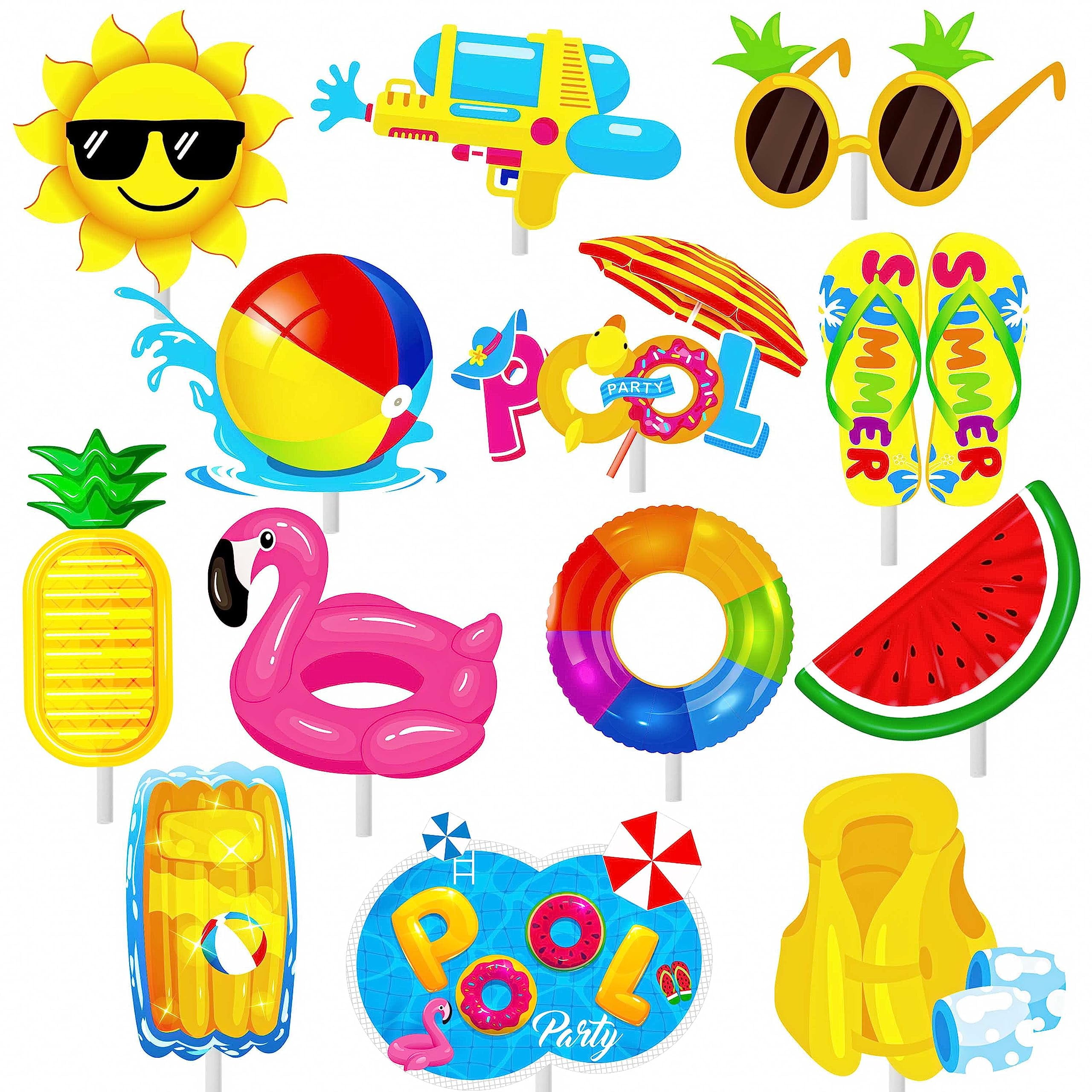 36pcs Summer Pool Cupcake Toppers Decorations COC1Summer Theme Party ...