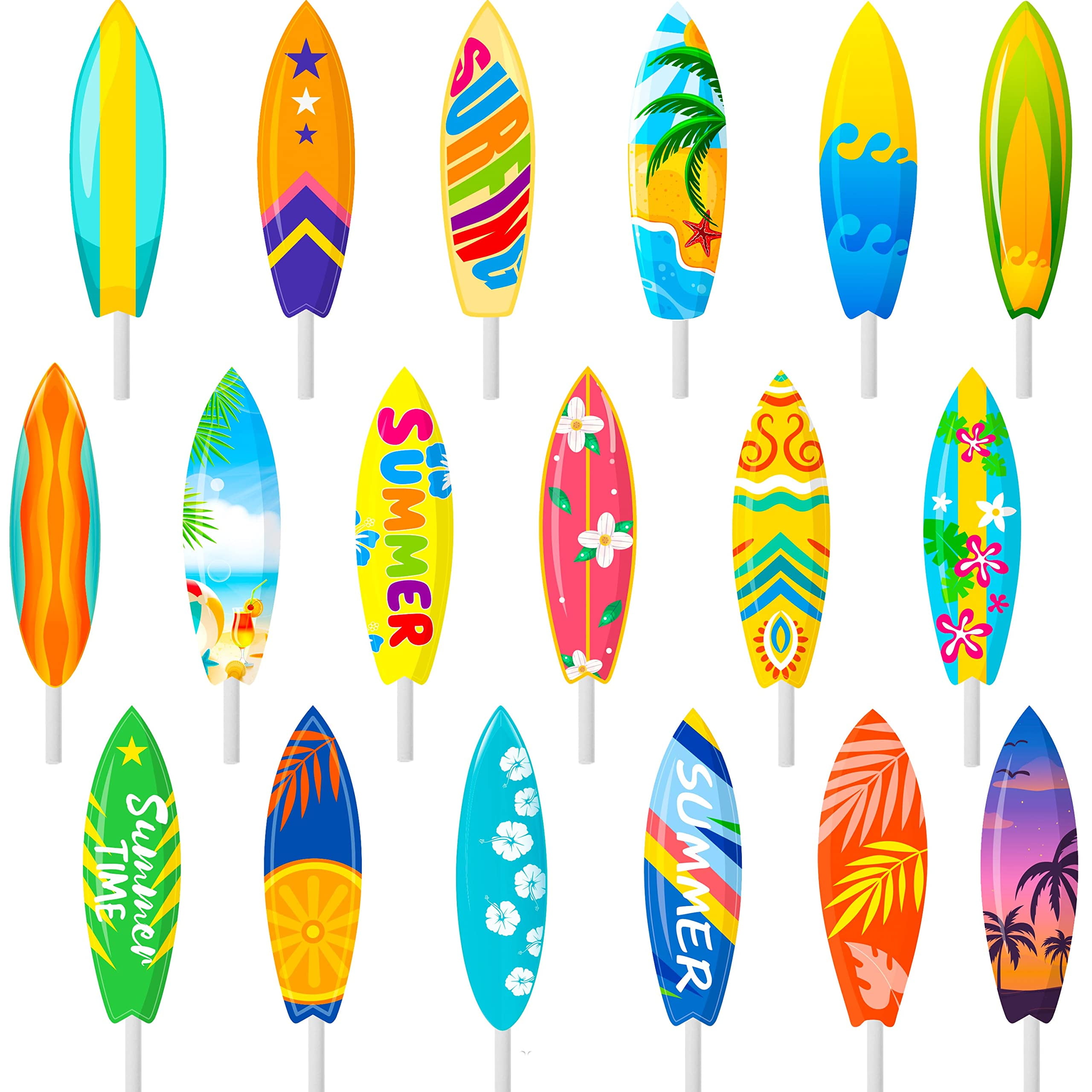 36pcs Surfboard Cupcake Toppers IEF31 Decorations Swimming Pool ...