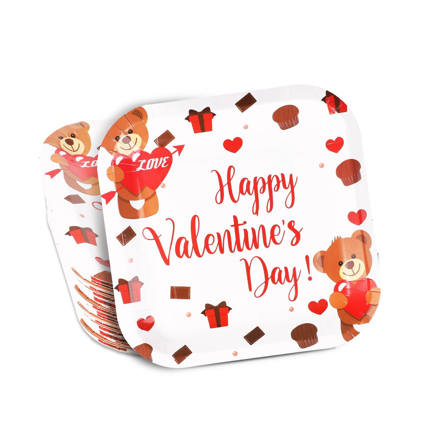 36pcs Valentine Plates, 9x9 MMF7 Inch Valentine Paper Plates Heart ...