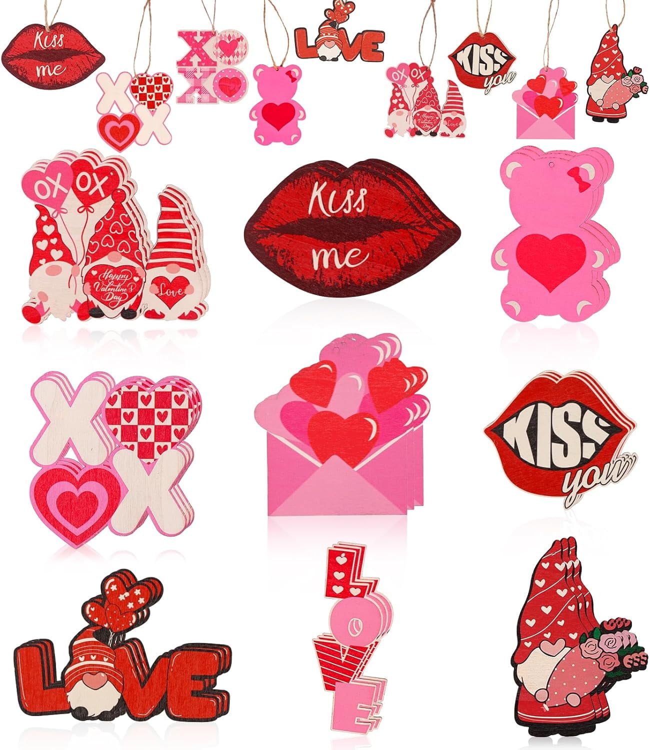 36pcs Valentine's Day Christmas Tree Hanging Ornaments with Pink Love ...