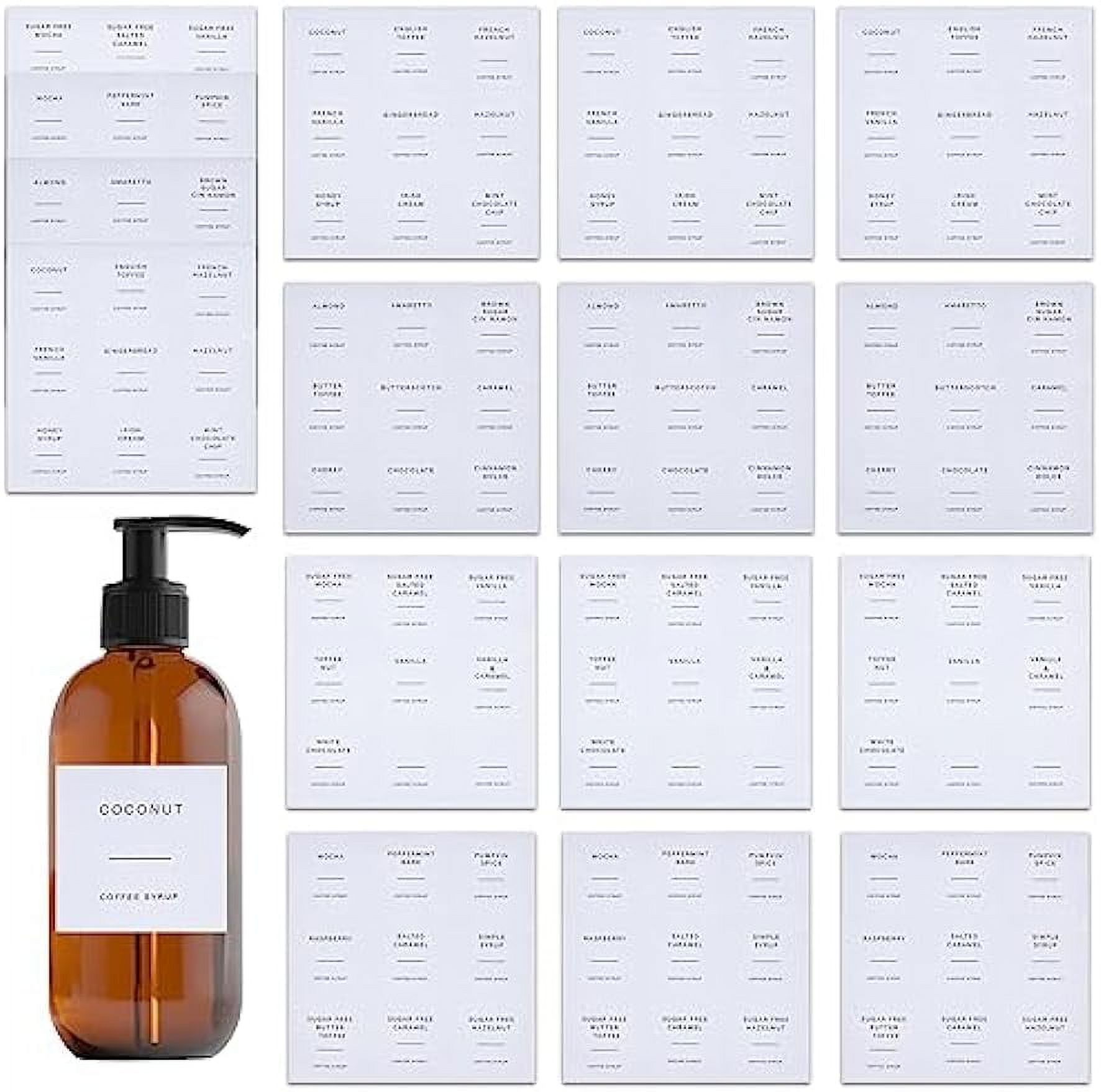 36pcs Waterproof Bottle Label Stickers with Black Word Kitchen Pantry ...