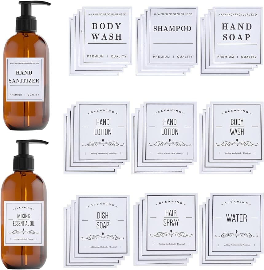 36pcs Waterproof Bottle Label Stickers White Removable Bathroom Label ...