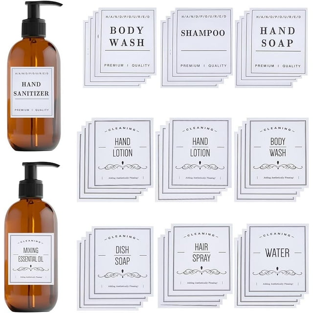 36pcs Waterproof Bottle Label Stickers White Removable Bathroom Label ...