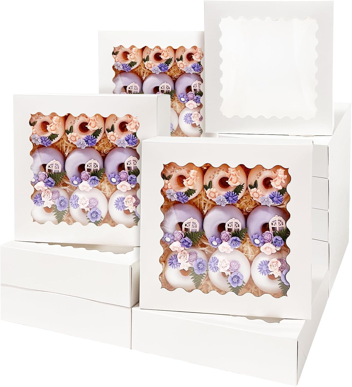 36pcs White Pie Boxes 10x10x2.5 Inches Easy Assemble Macaroon Cookie ...