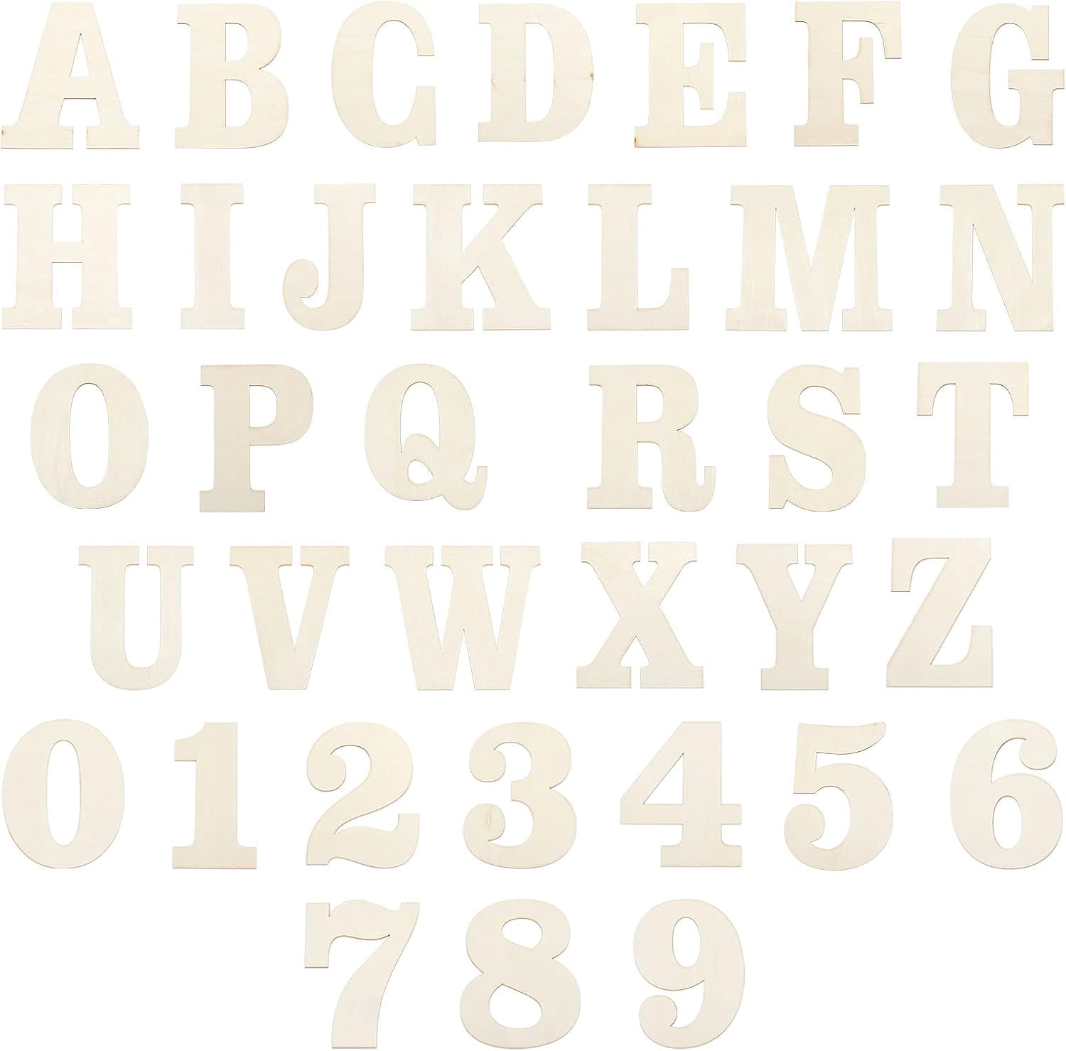 36pcs Wooden Craft Letters Numbers Set 2 Styles Capital A to Z Alphabet ...