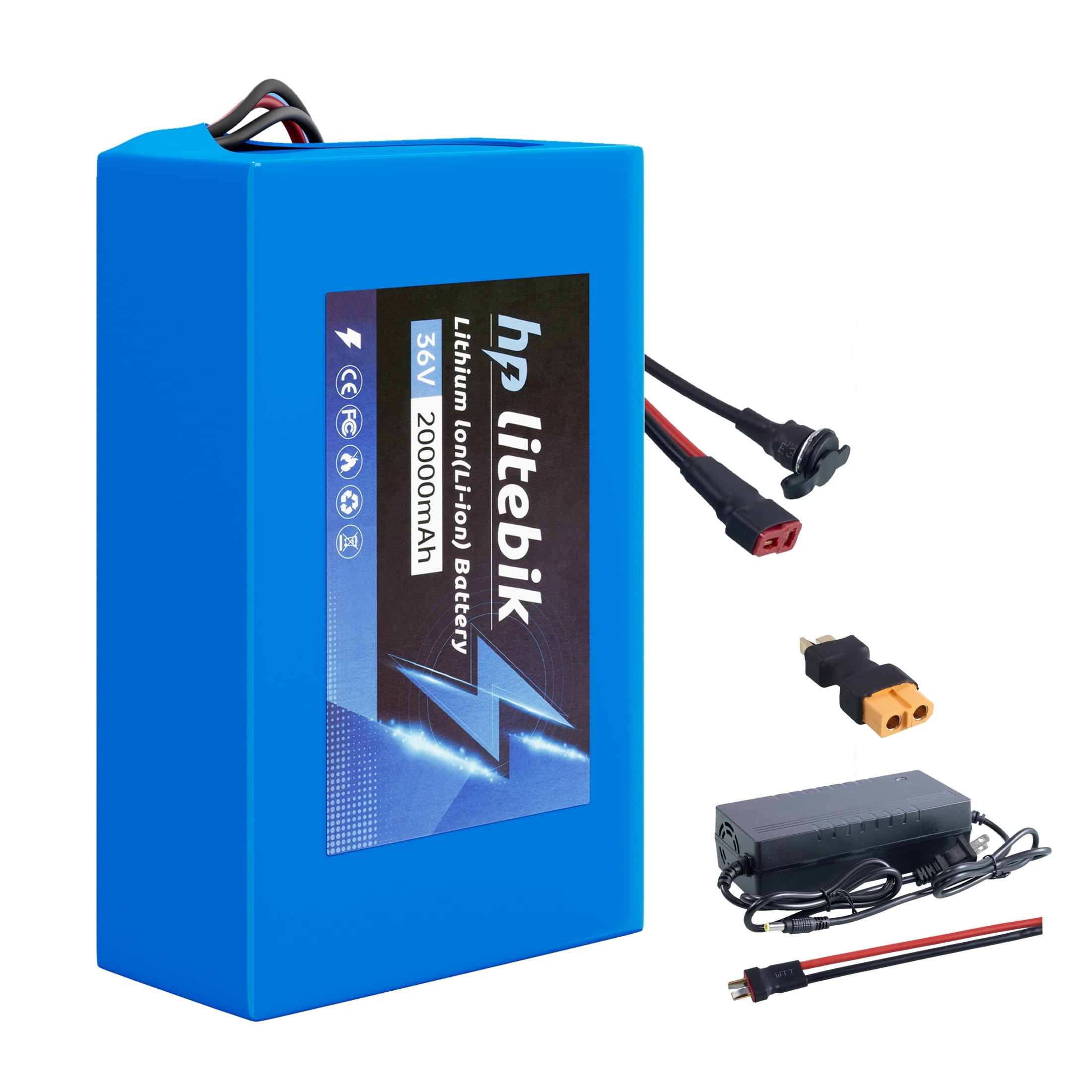 36v 20ah Ebike Battery Lithium Ion Rechargeable T Plug for 1000W Adult ...