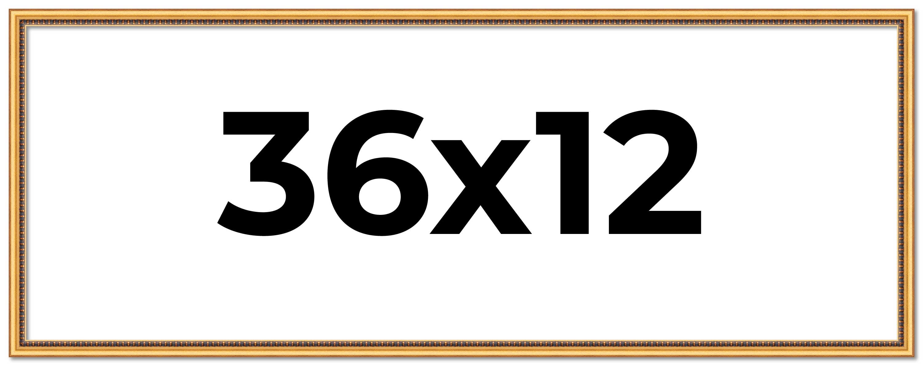 36x12 Frame Beaded Gold Solid Wood Picture Frame | 0.75 Inches Moulding ...