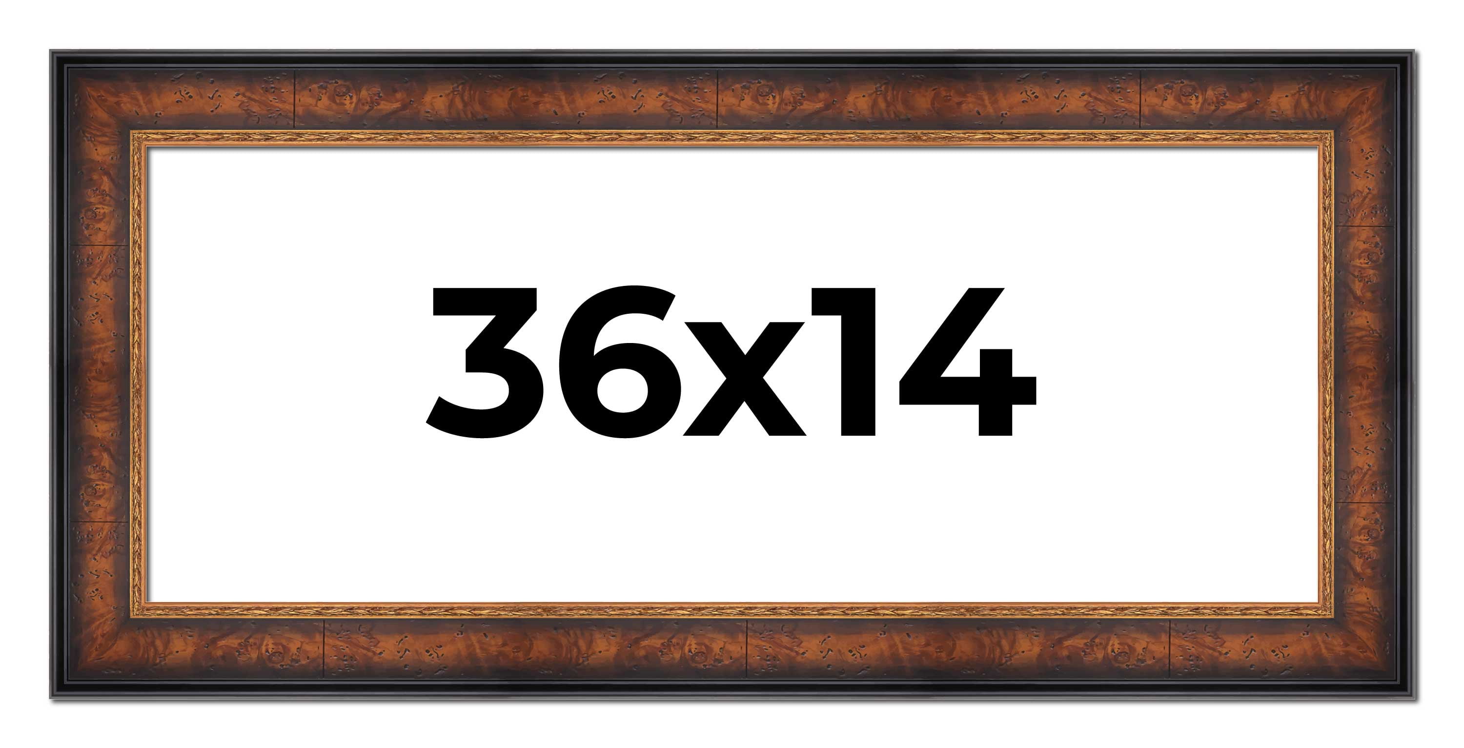 36x14 Frame Brown Walnut Gold Ornate Trim Solid Wood Plein Air Picture ...