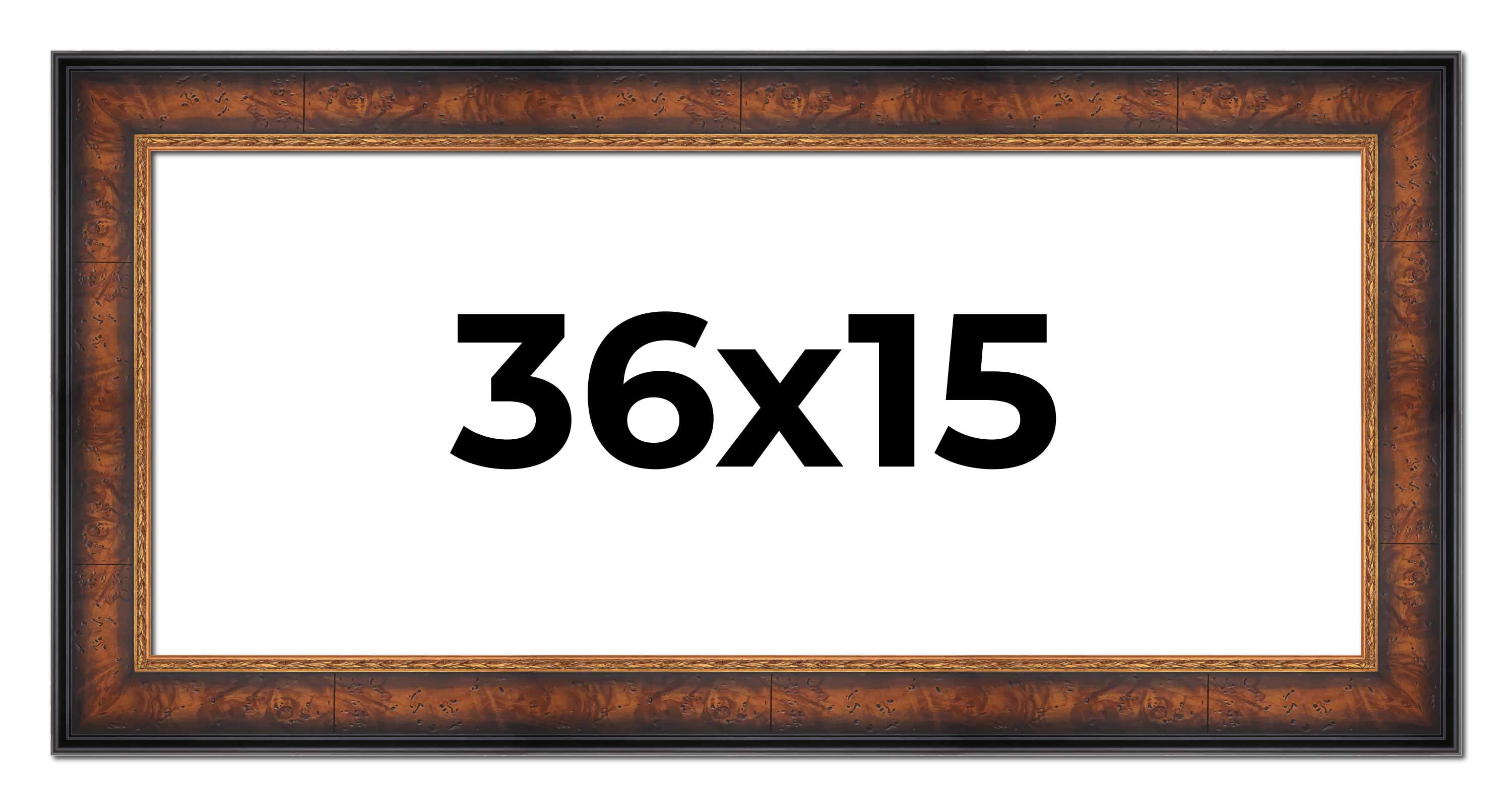 36x15 Frame Brown Walnut Gold Ornate Trim Solid Wood Plein Air Picture ...