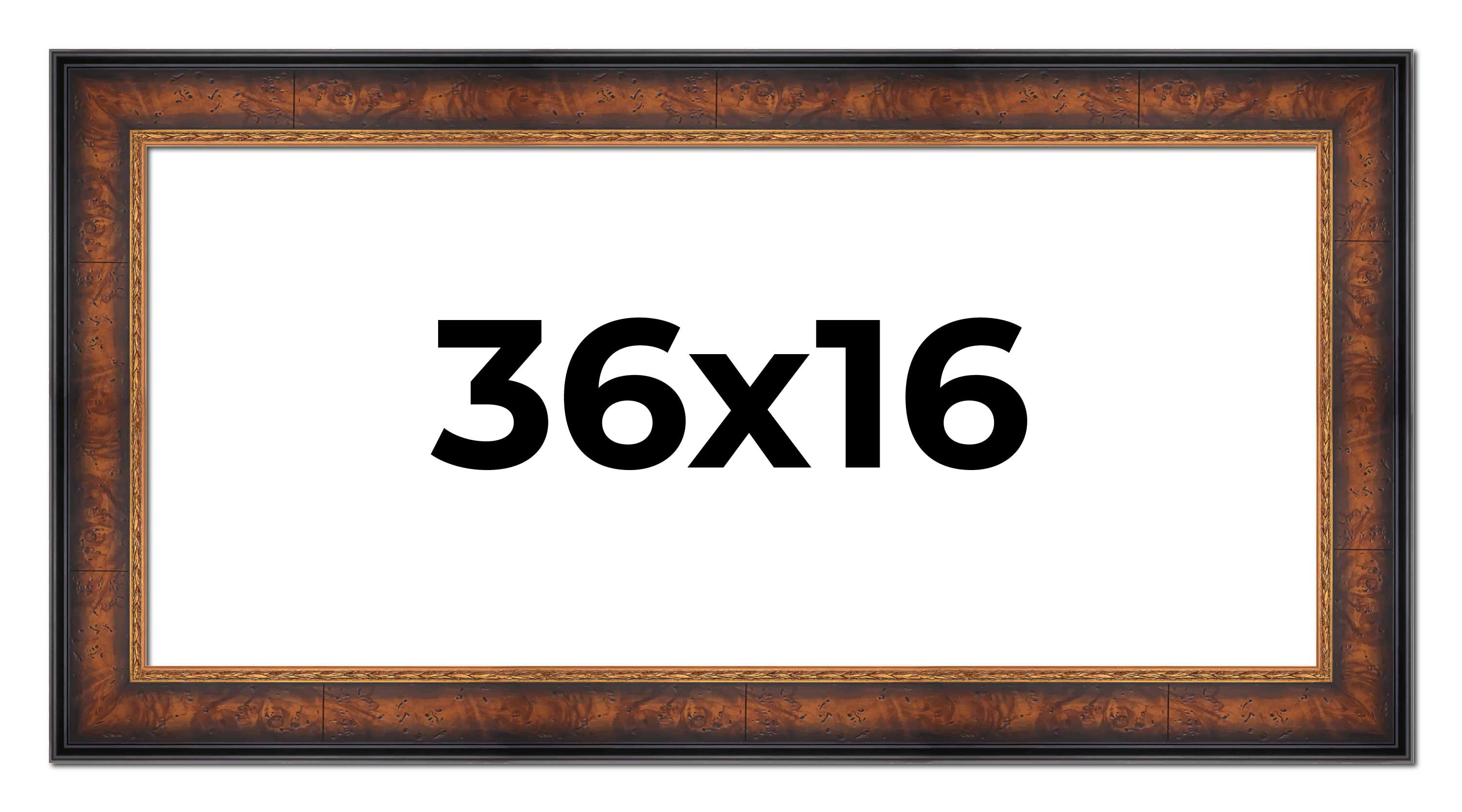 36x16 Frame Brown Walnut Gold Ornate Trim Solid Wood Plein Air Picture ...