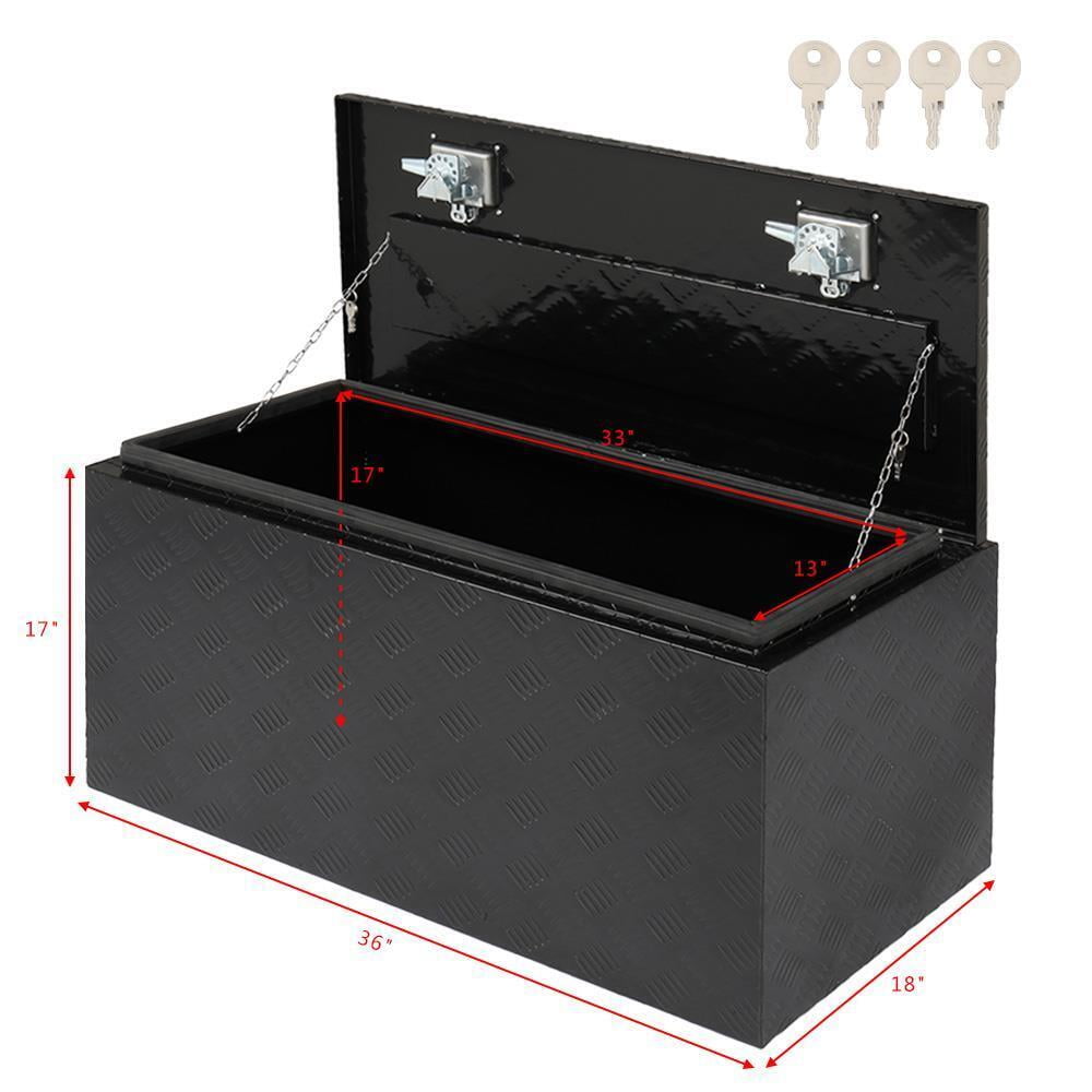 36x18" Heavy Duty Black Aluminum Tools Box Truck Storage Underbody ATV ...