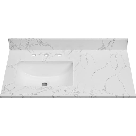 Montary 22"X4" Lightning White Engineered Stone Vanity Top Side Splash ...