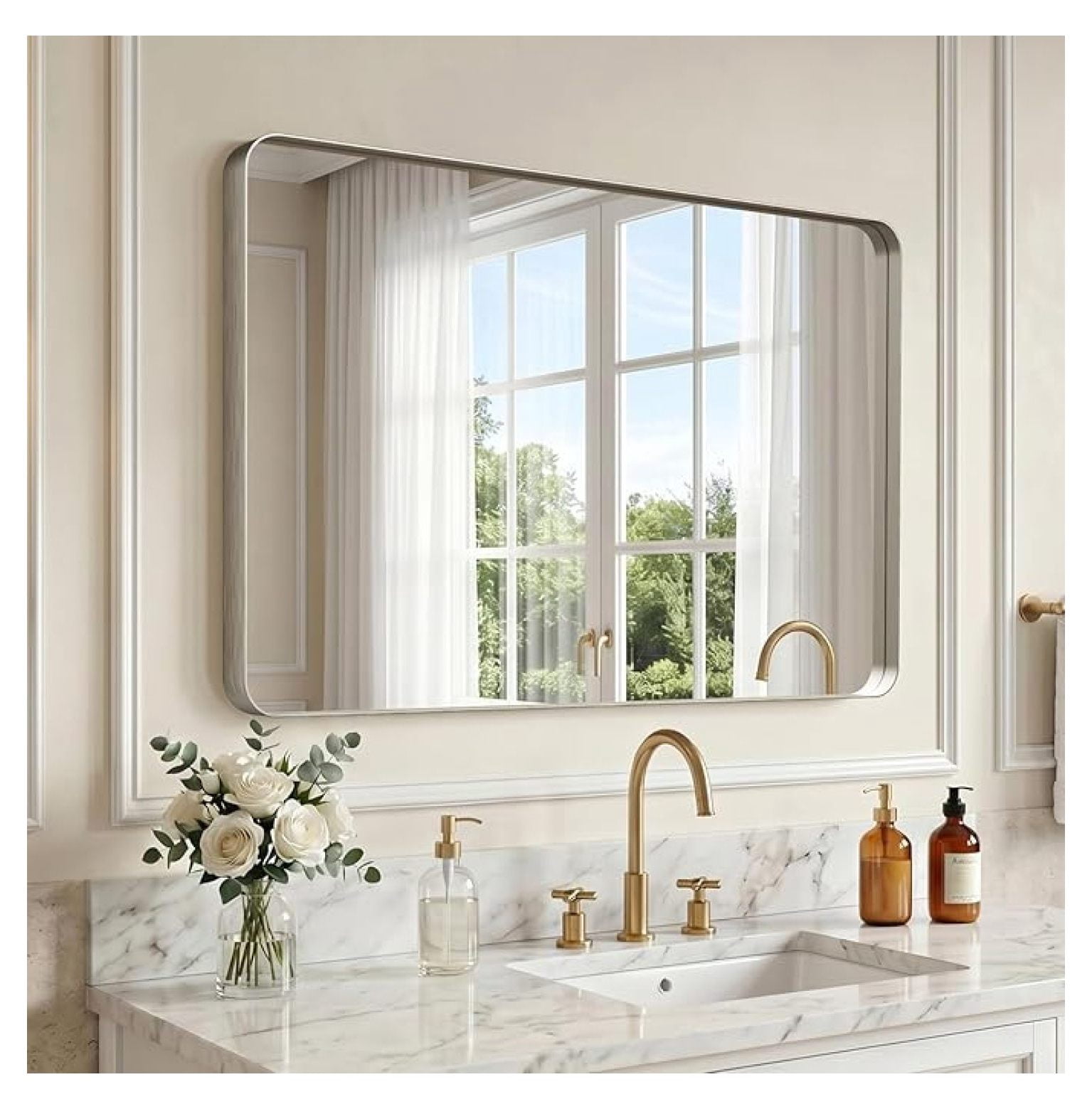 36x24" Bathroom Vanity Mirror for Wall, Aluminum Framed, Farmhouse ...