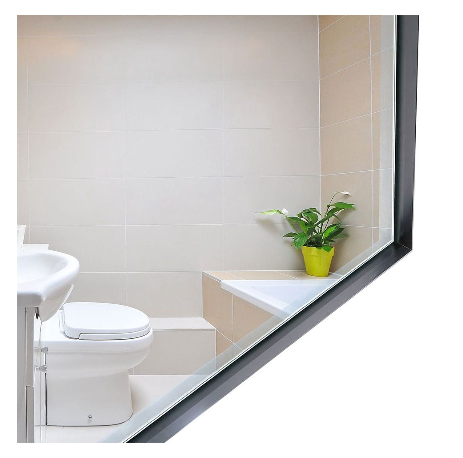 36x24 Black Bathroom Mirror, Rectangular Metal Frame, Wall Mounted ...