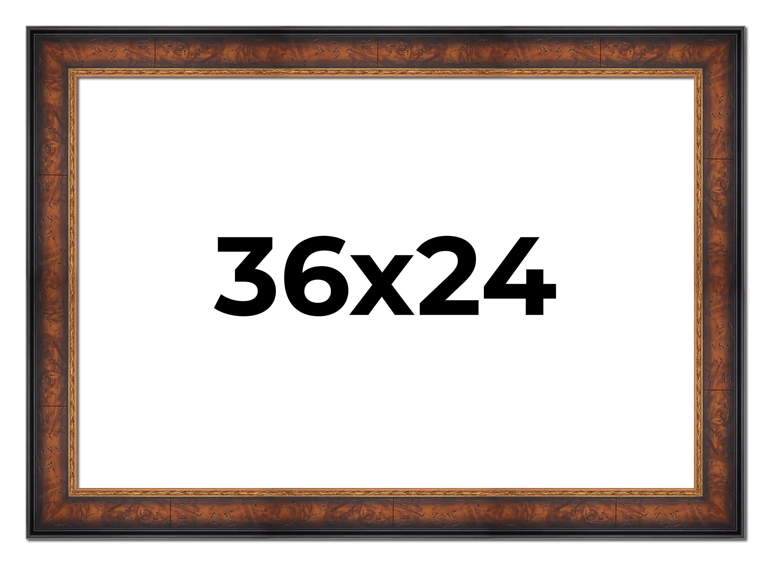 36x24 Frame Brown Walnut Gold Ornate Trim Solid Wood Plein Air Picture ...