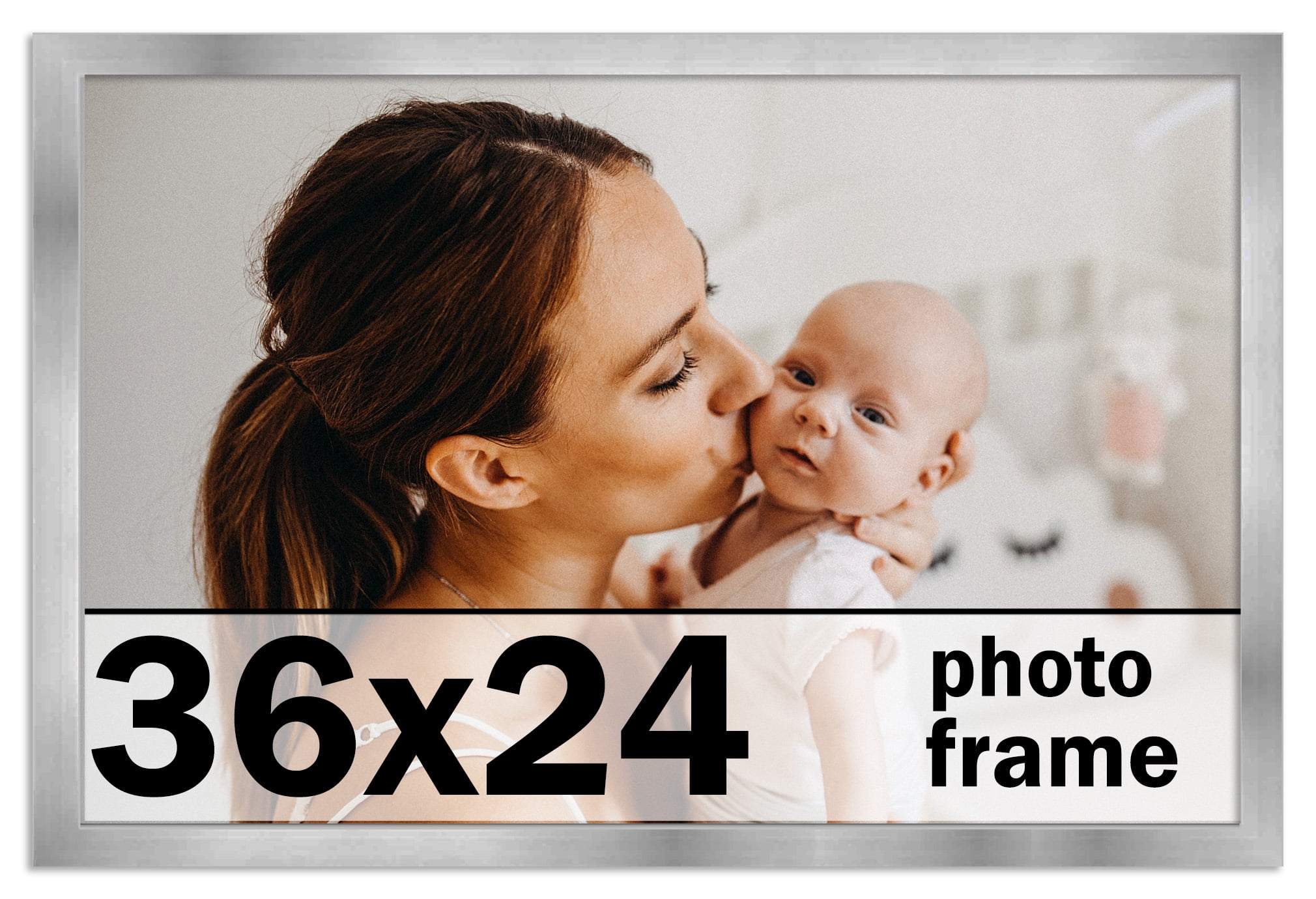 36x24 Frame Silver Stainless Steel Solid Wood Picture Frame | 0.75 Inch ...