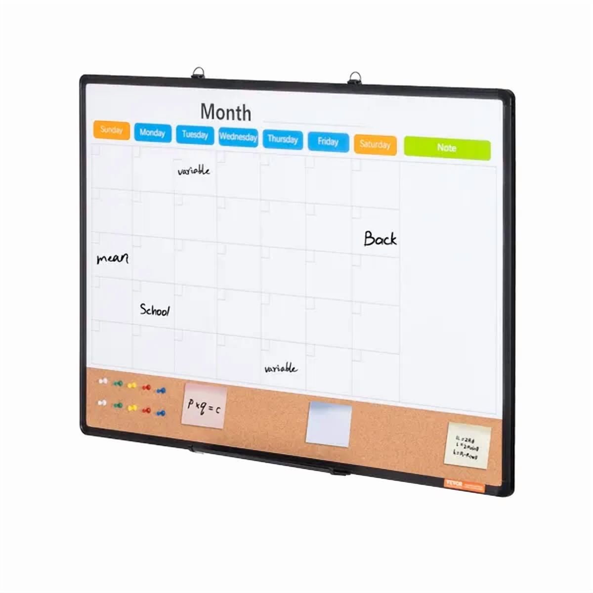 36x24 Inch Monthly Calendar Whiteboard Cork Board Combo Aluminum Frame ...