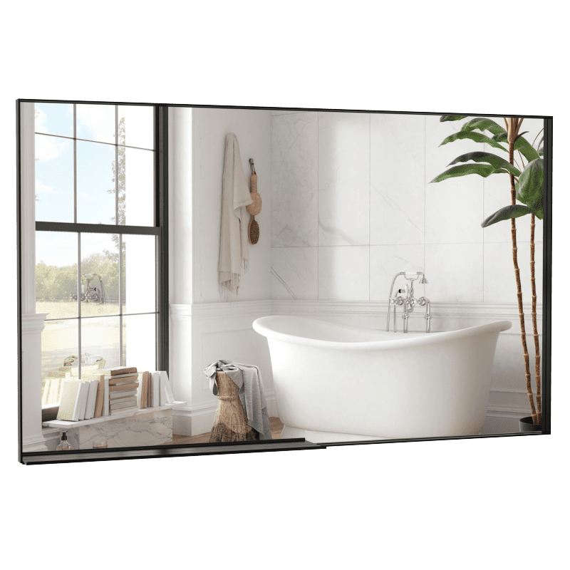 36x24 inches Modern Black Bathroom Mirror with Aluminum Frame Vertical ...
