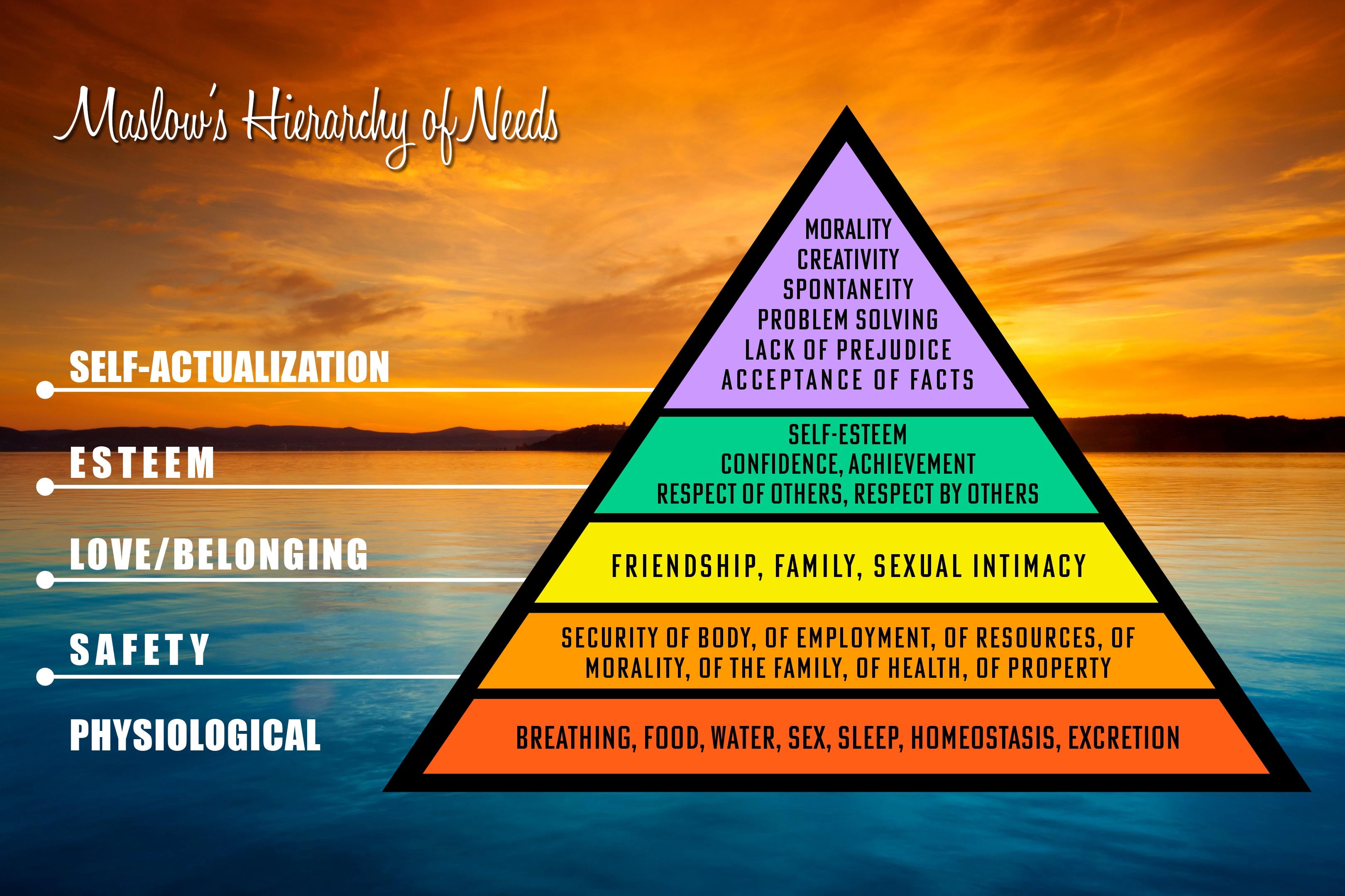 36x24in Maslow's hierarchy of needs, motivation, self actualization ...