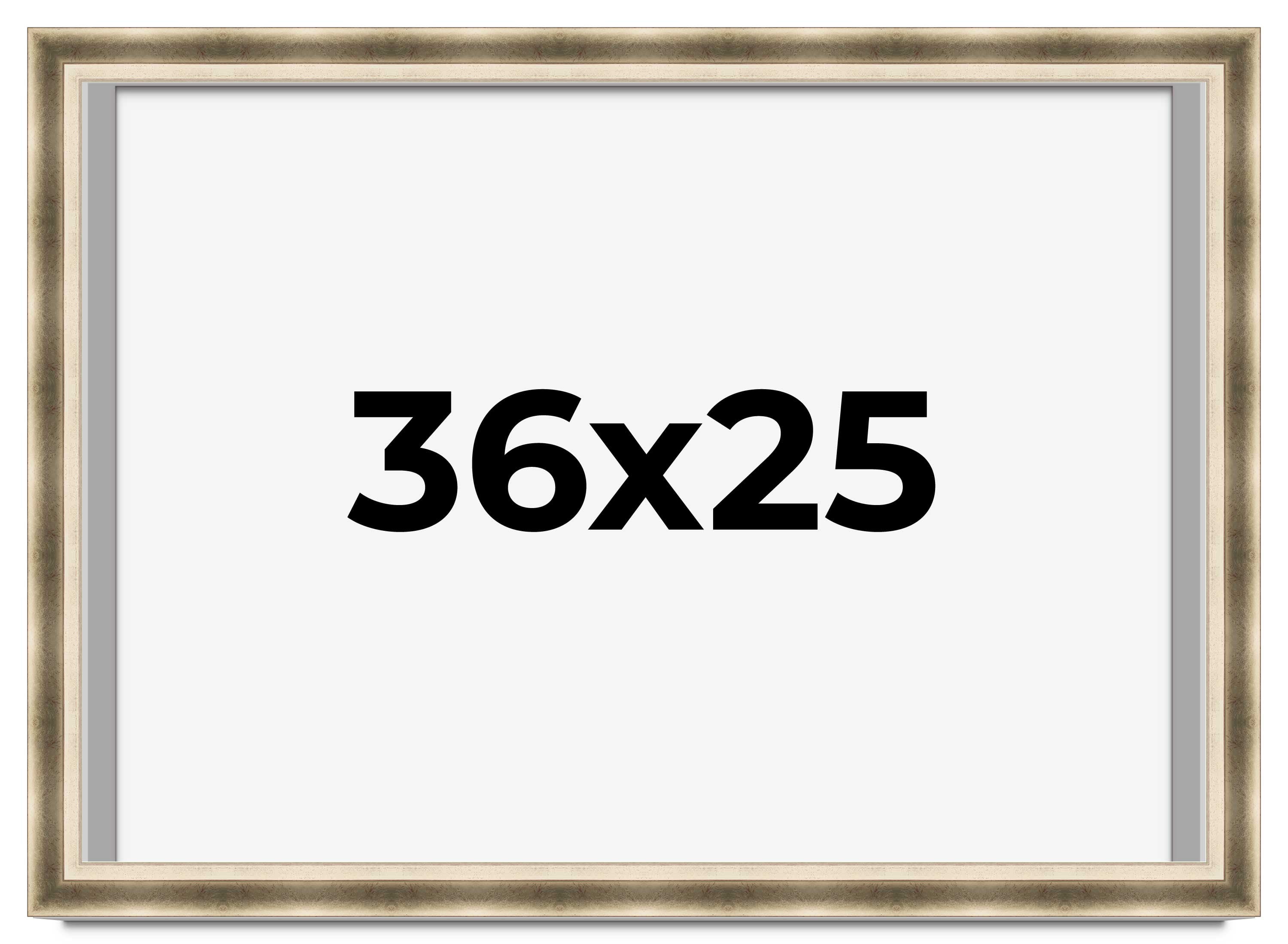 36x25 Shadow Box Frame Silver | 1.75 inches Deep Real Wood Traditional ...