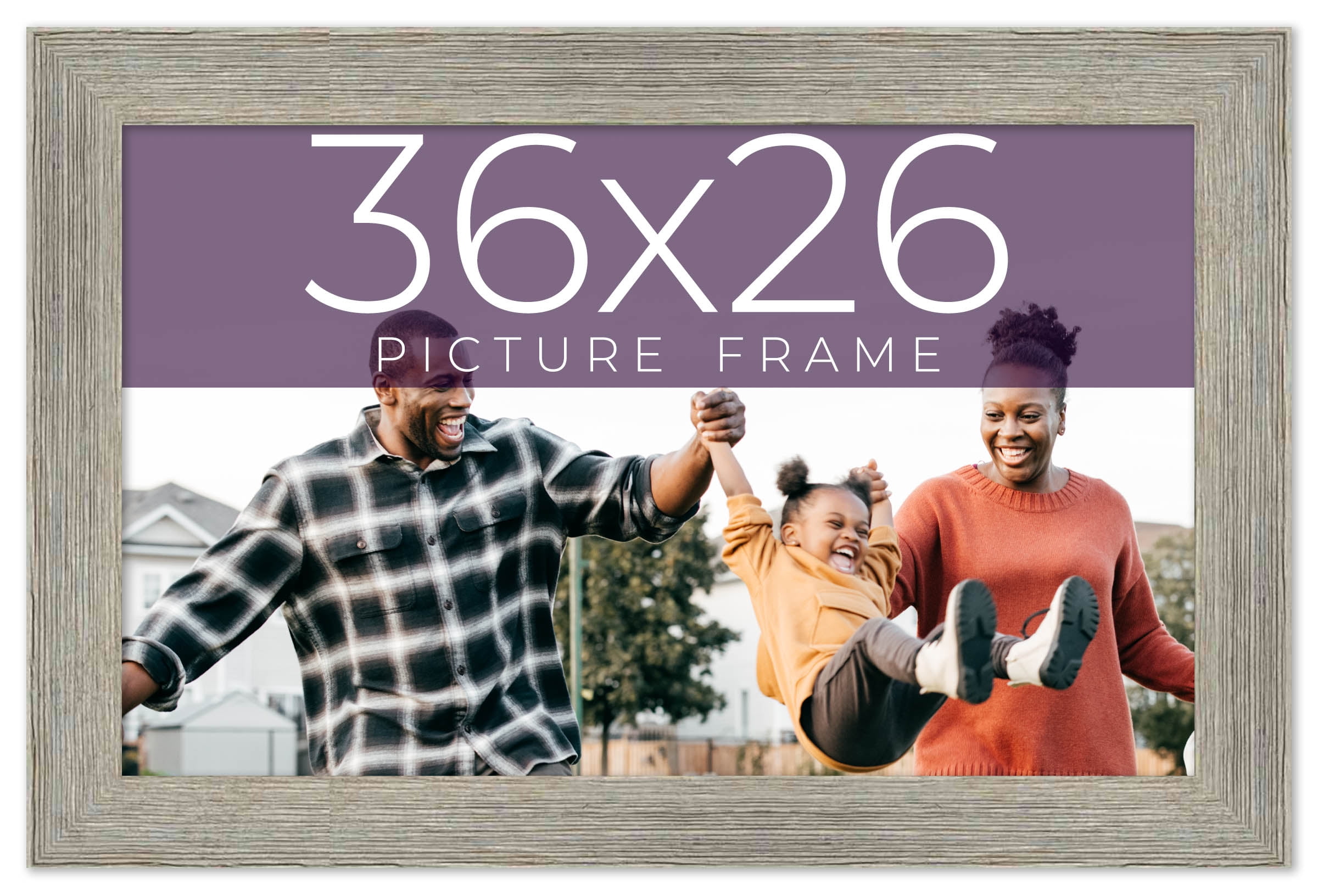 36x26 Frame Grey Real Wood Picture Frame Width 1.5 Inches | Interior ...