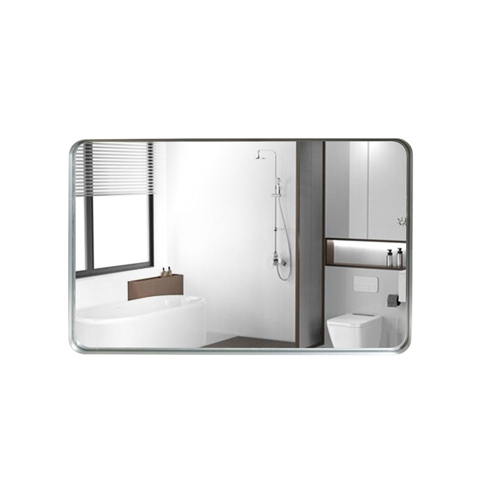 36x30 Inch Bathroom Mirror, Rounded Corner Silver Wall Mirror, Metalfor ...