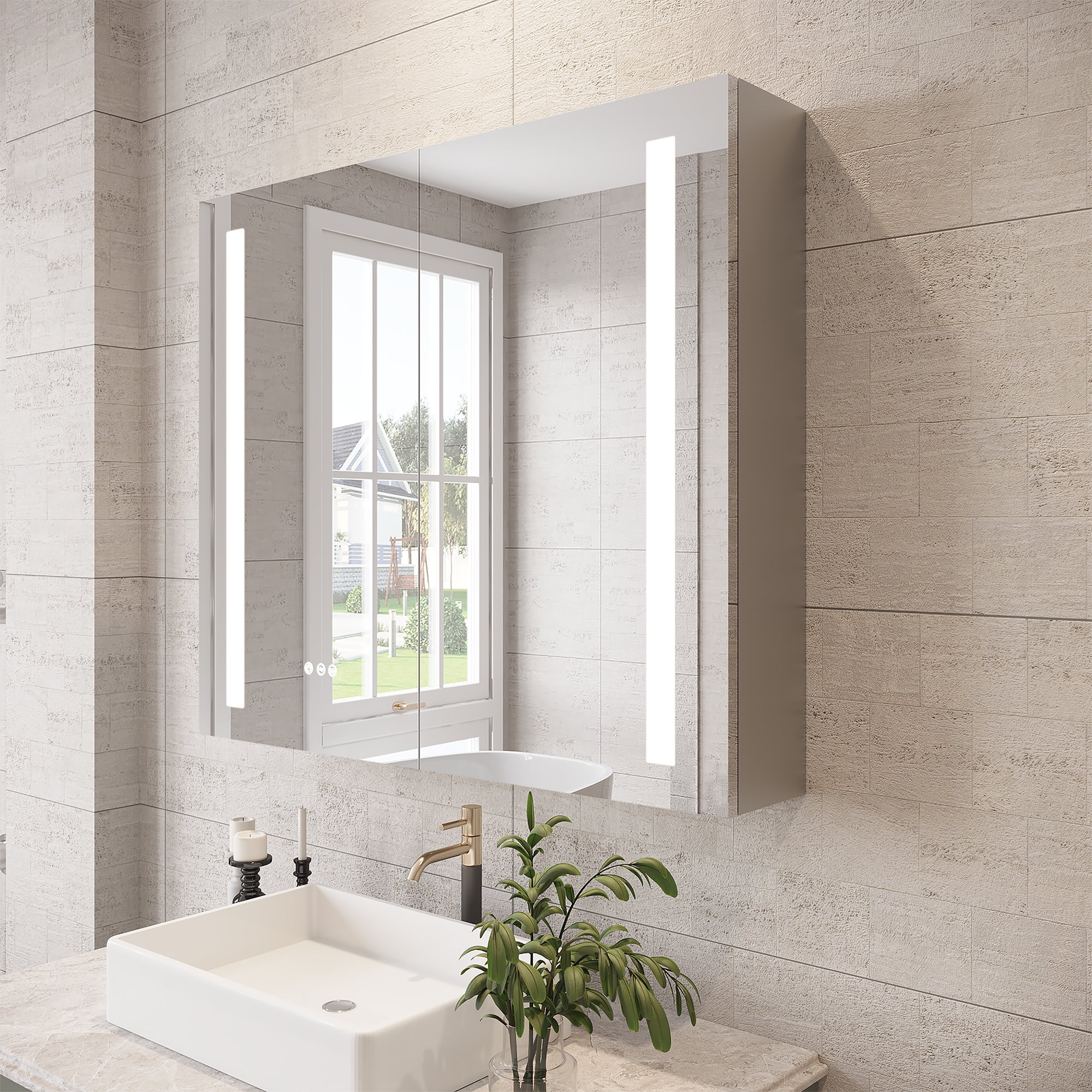 36x30 inch Bathroom Medicine Cabinet with Mirror, Recessed or Wall ...