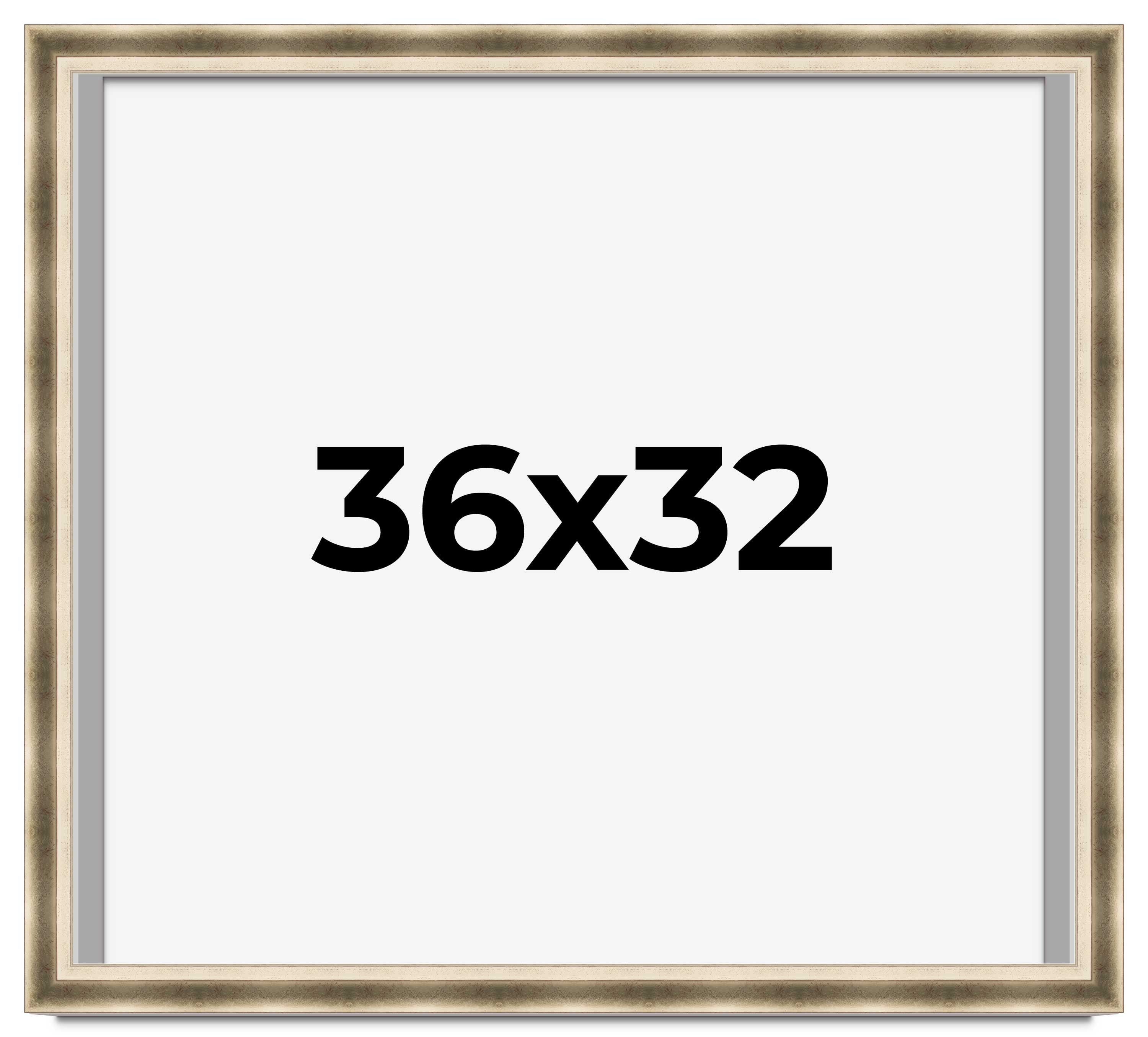 36x32 Shadow Box Frame Silver | 1.75 inches Deep Real Wood Traditional ...