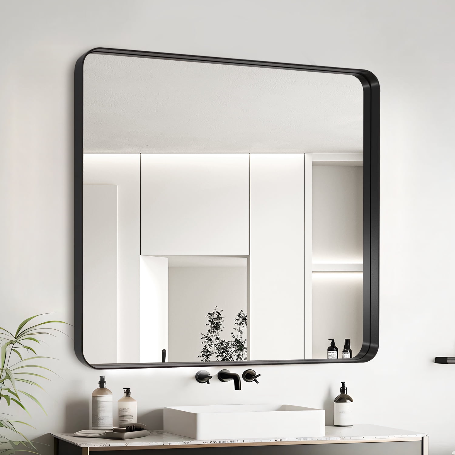 36x36 Inch Black Aluminium Frame Bathroom Mirror - Walmart.com
