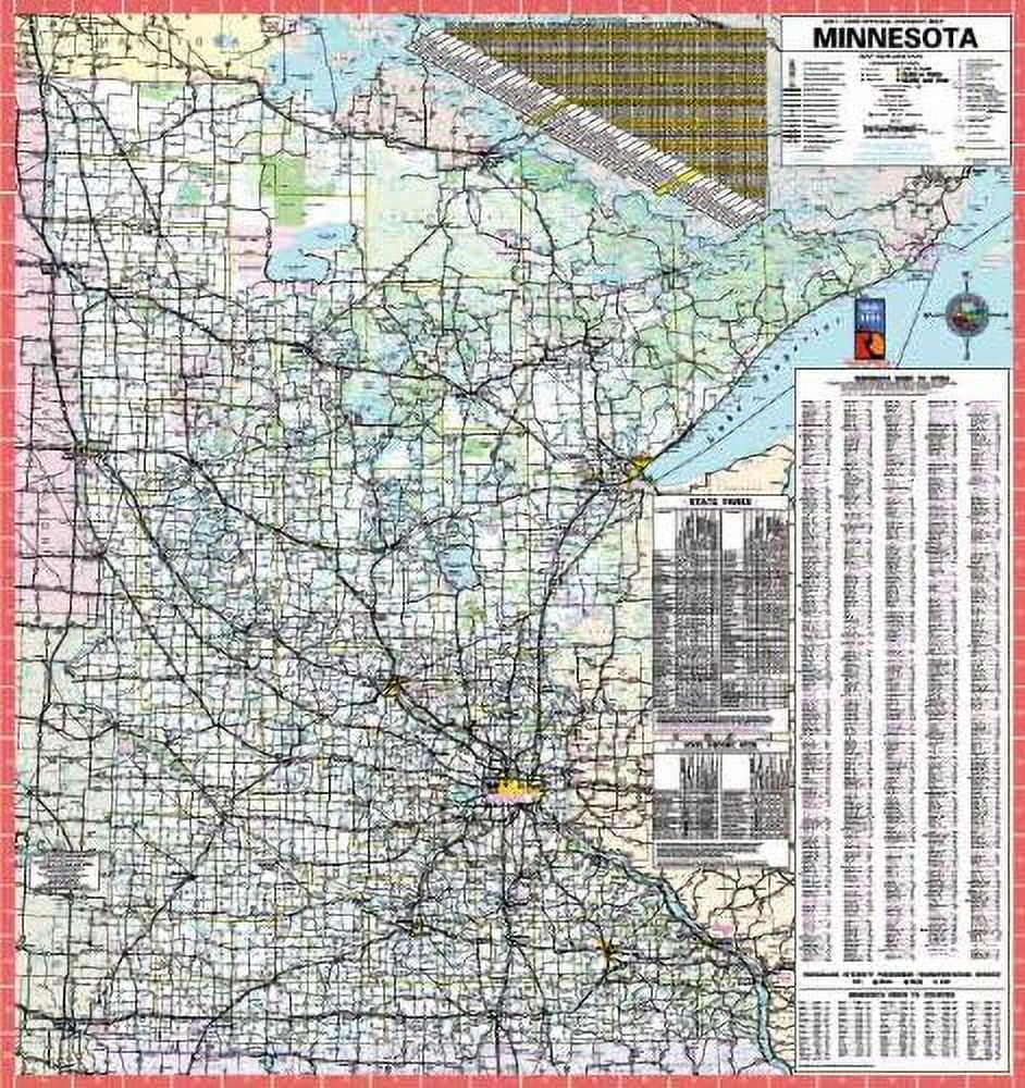 36x38 Minnesota State Official Executive Laminated Wall Map - Walmart.com