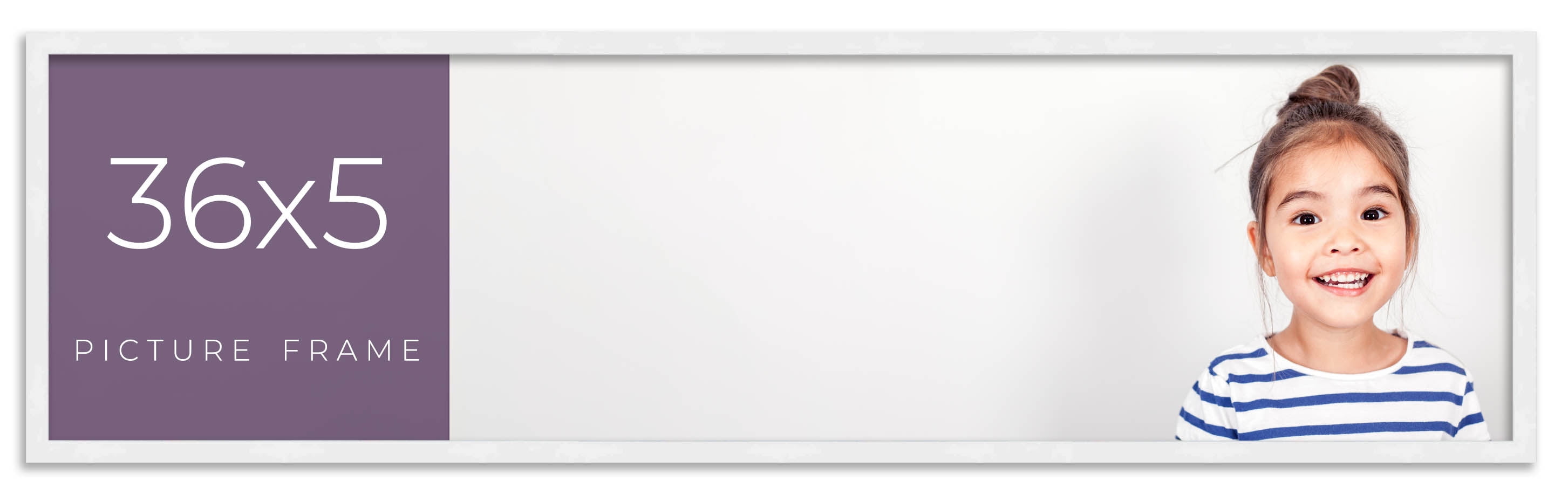 36x5 Frame White Real Wood Picture Frame Width 0.75 inches | Interior ...